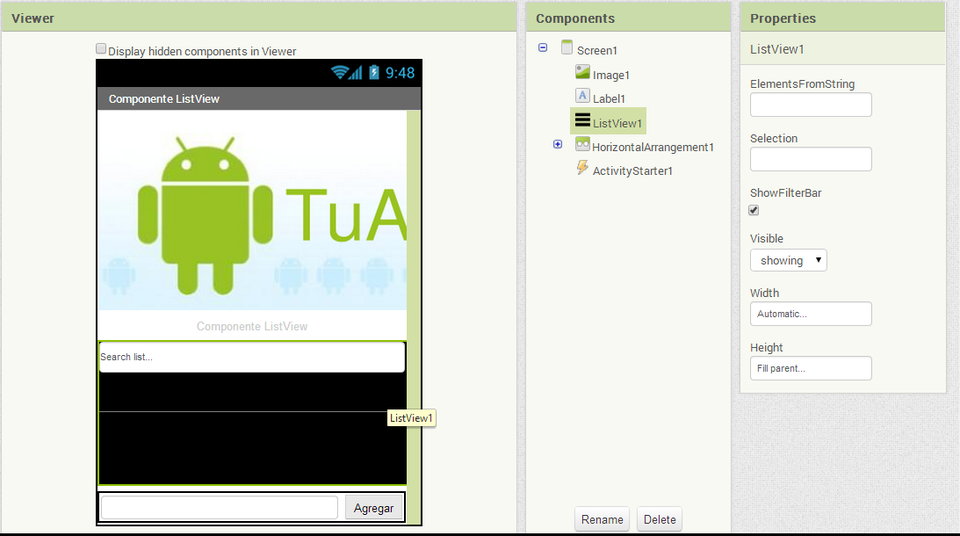 Componente ListView App Inventor Tu App Inventor