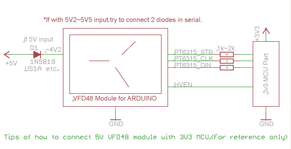 VFD48 Round VFD Module For ARDUINO 51 AVR STM8S STM32 etc VFDCLOCK 电子制作网