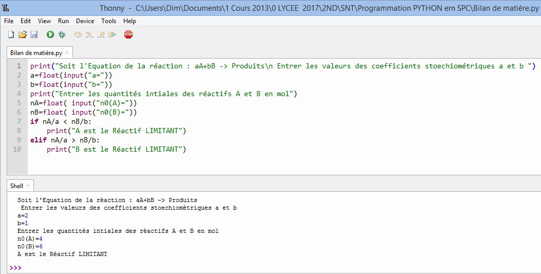 Programmation PYTHON En Sciences Site Ellasciences De Sciences