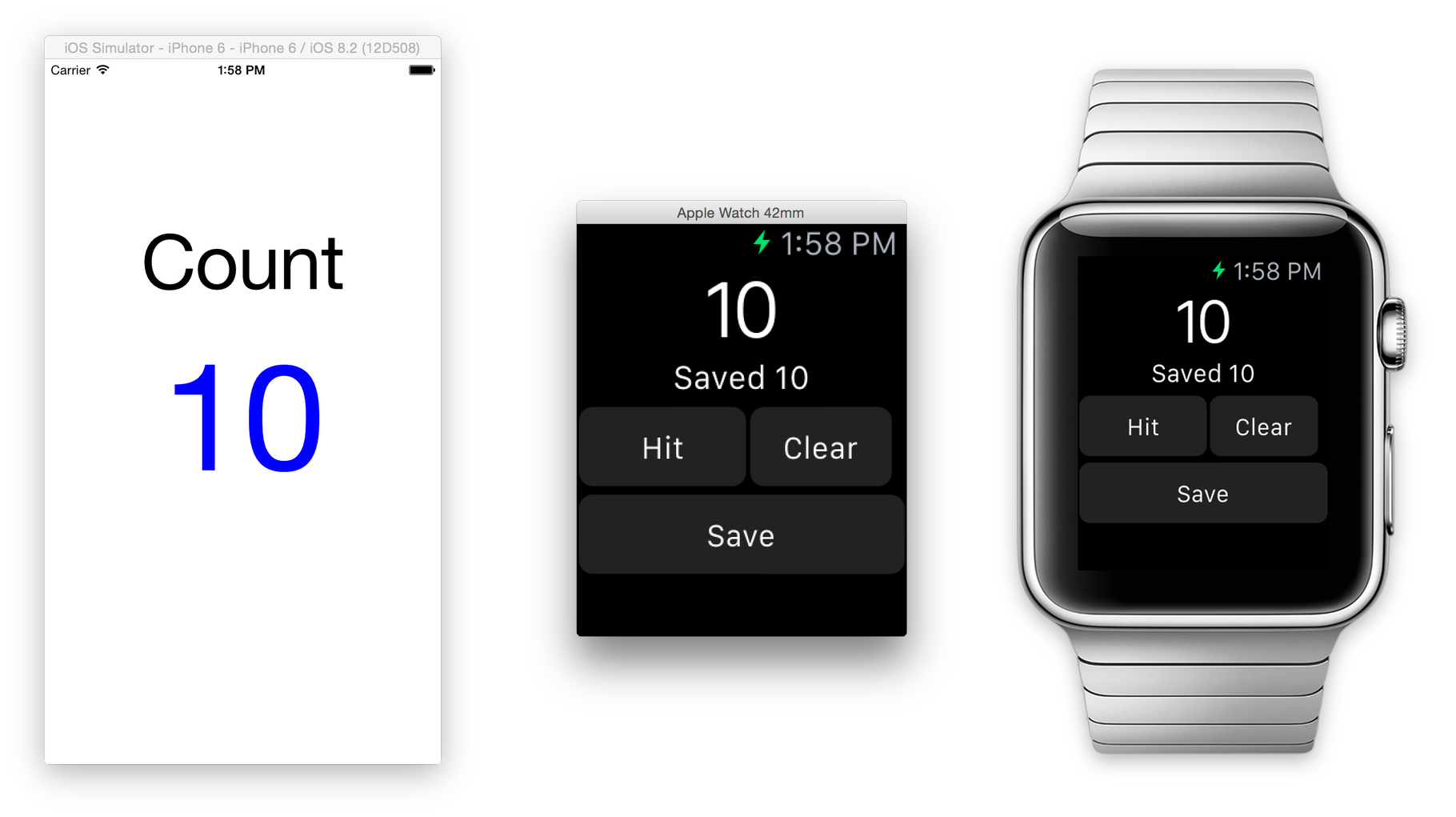Apple Watch Countアプリ WatchKit App 親アプリ 情報更新 Objective C iscene ページ