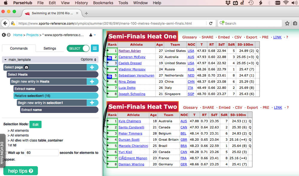 Web Scraping Using ParseHub - Website of seanmclark!