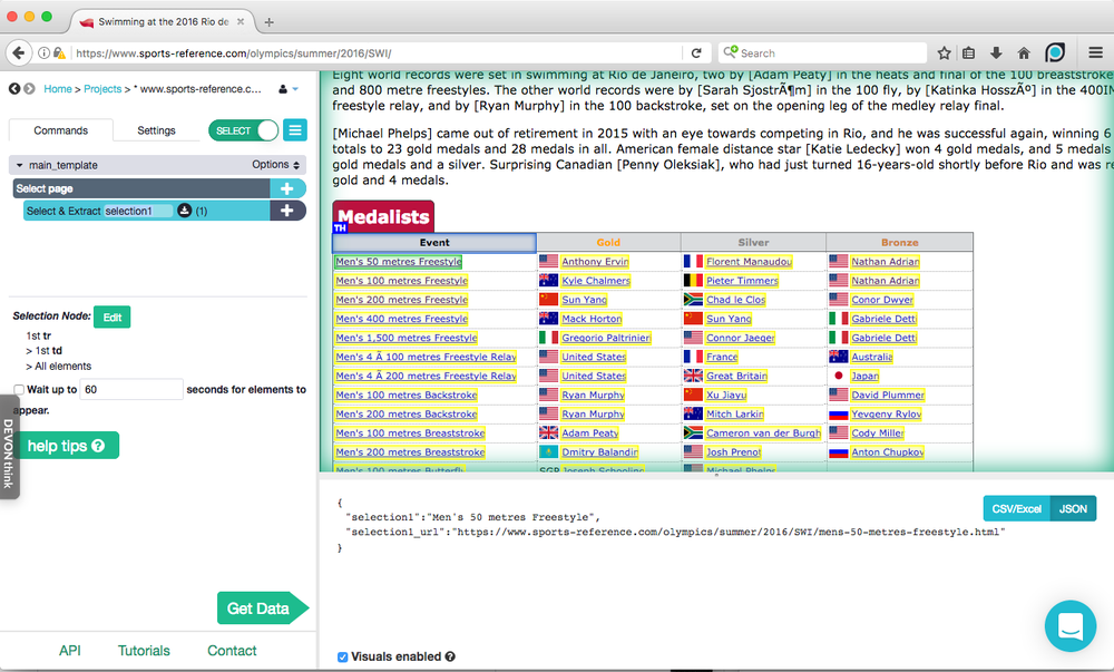Web Scraping Using ParseHub - Website of seanmclark!