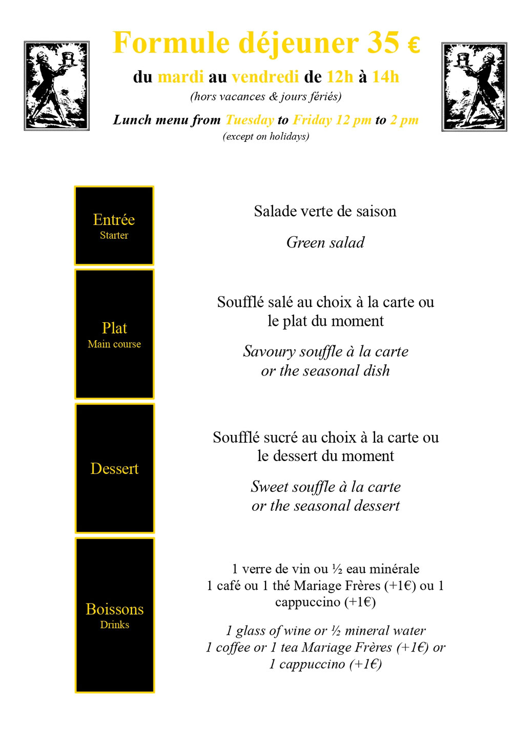 Notre formule déjeuner - Site de restaurant-lesouffle