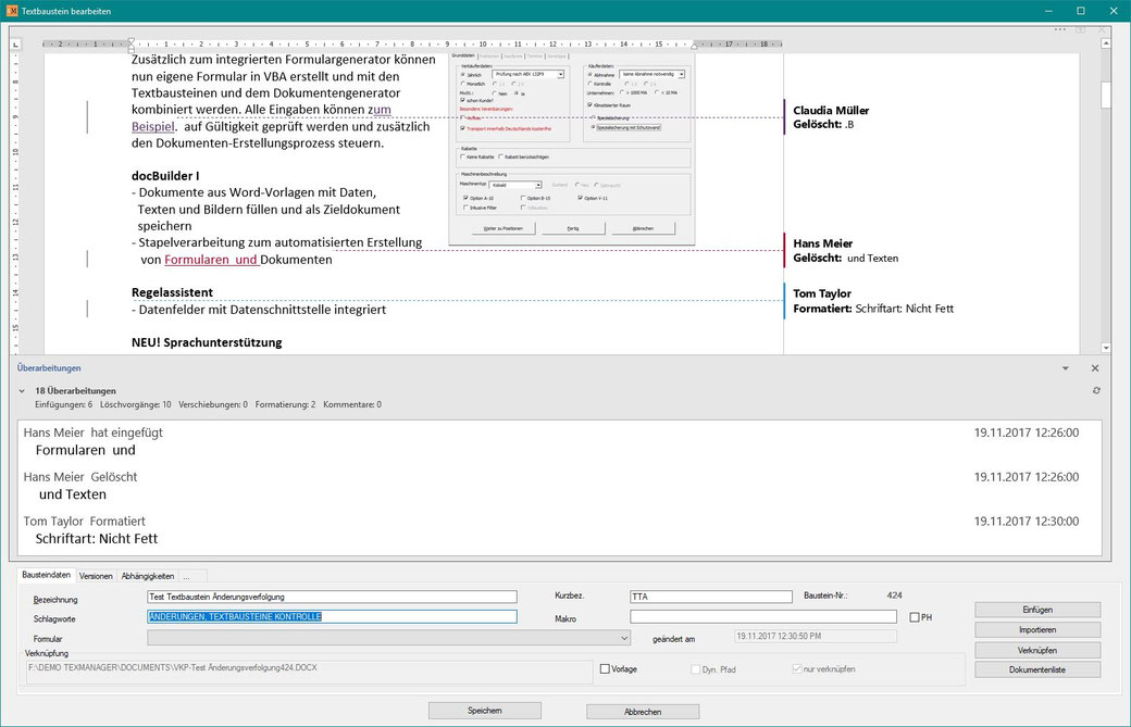 Textbausteine bearbeiten - texManager