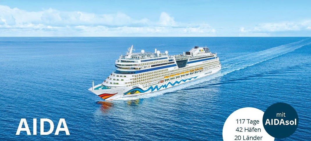 AIDA Weltreise 2025/26 buchen; Route Nordamerika, Panamakanal, Hawaii & viele Anlaufhäfen in ...