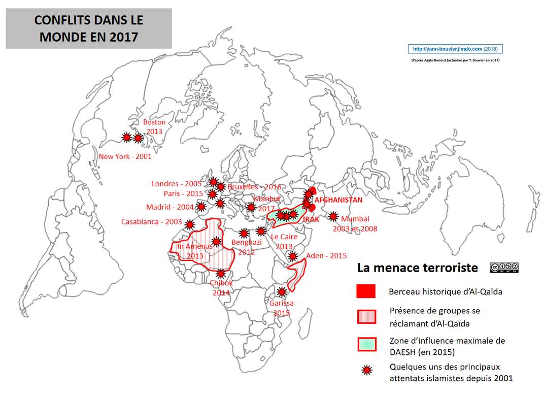 Croquis - La menace terroriste dans le monde (carte 2017) - Cours d ...