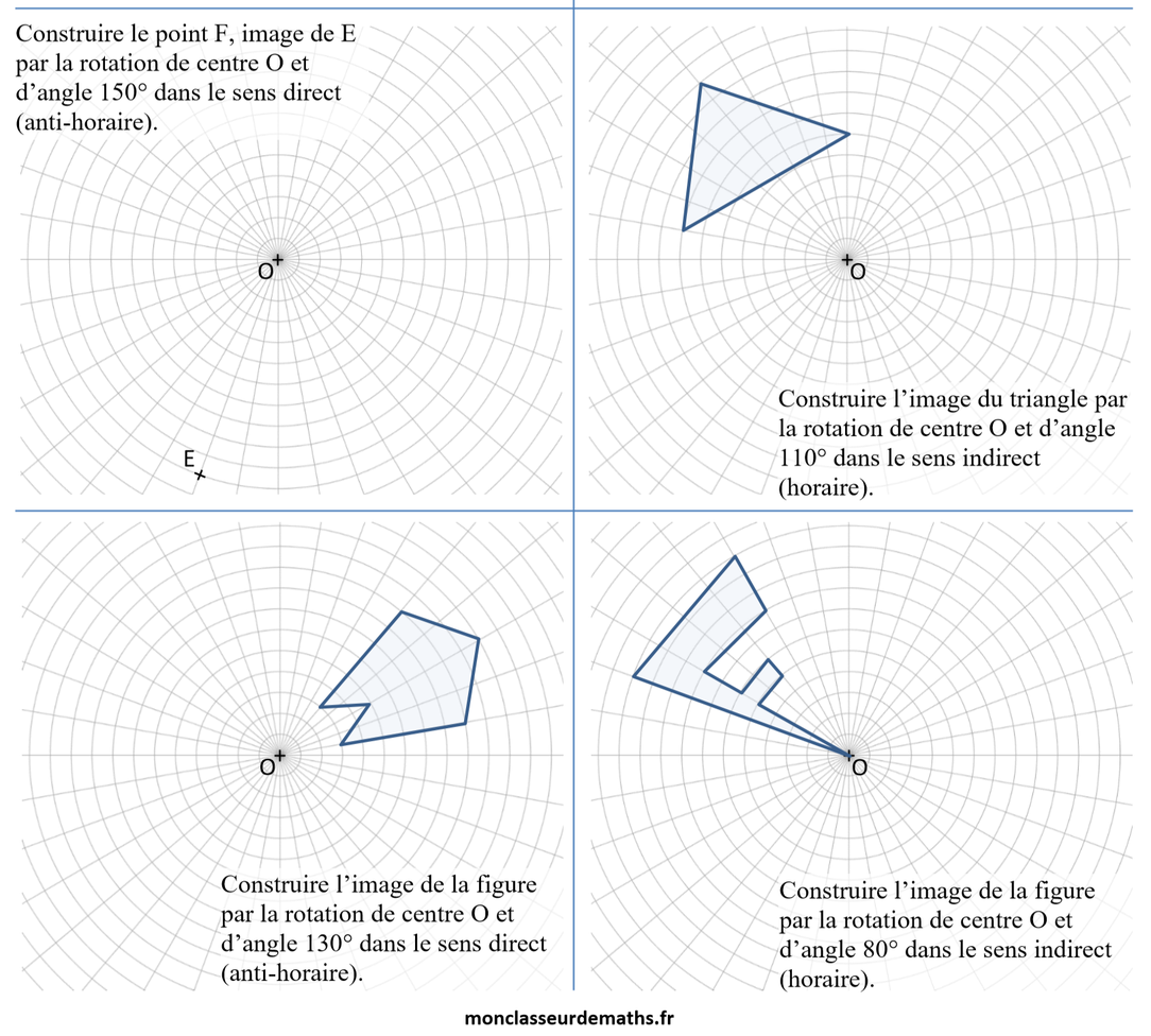 Fiche d'exercices sur la rotation - Mon classeur de maths