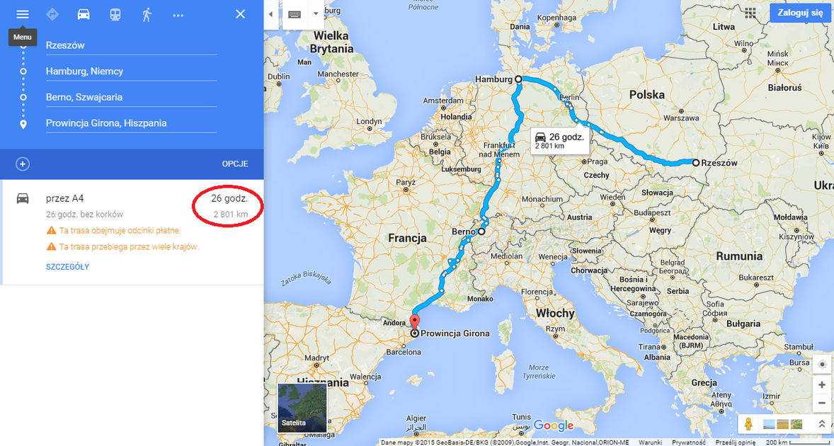 Wyznaczanie trasy w aplikacji Google Maps - GEGRA
