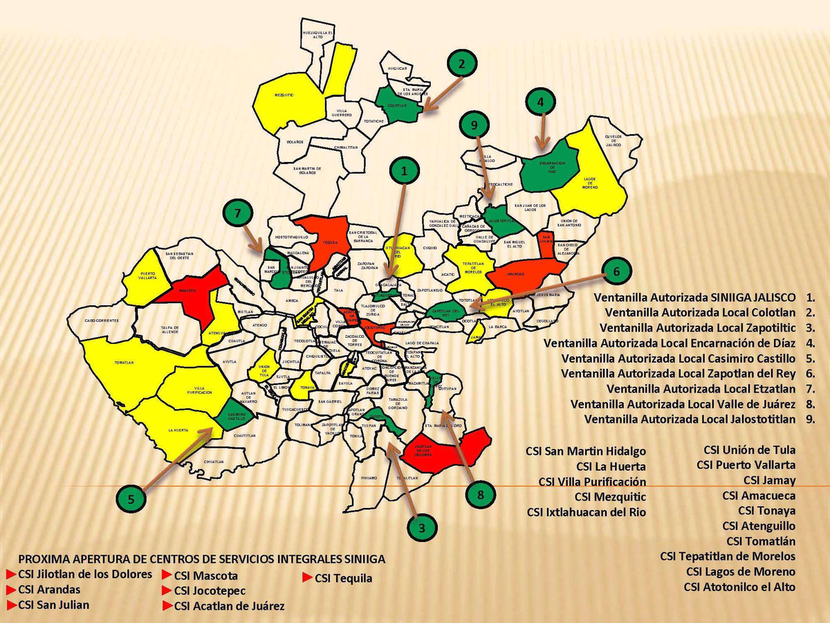 PUNTOS DE ATENCIÓN SINIIGA JALISCO - VENTANILLA AUTORIZADA SINIIGA JALISCO