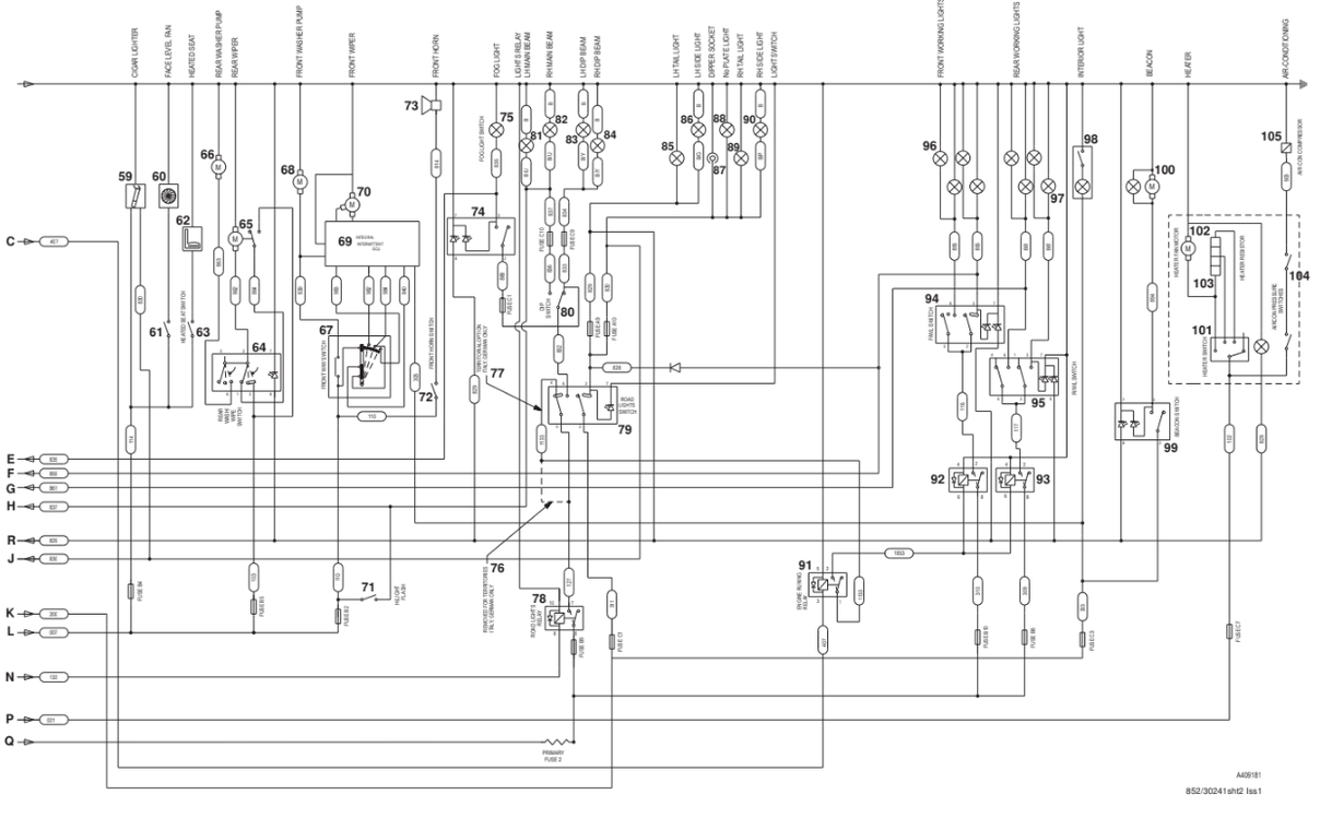 JCB 214e, 214, 215, 217 Fuse box diagram & Relay & EWD - Wiring Diagrams