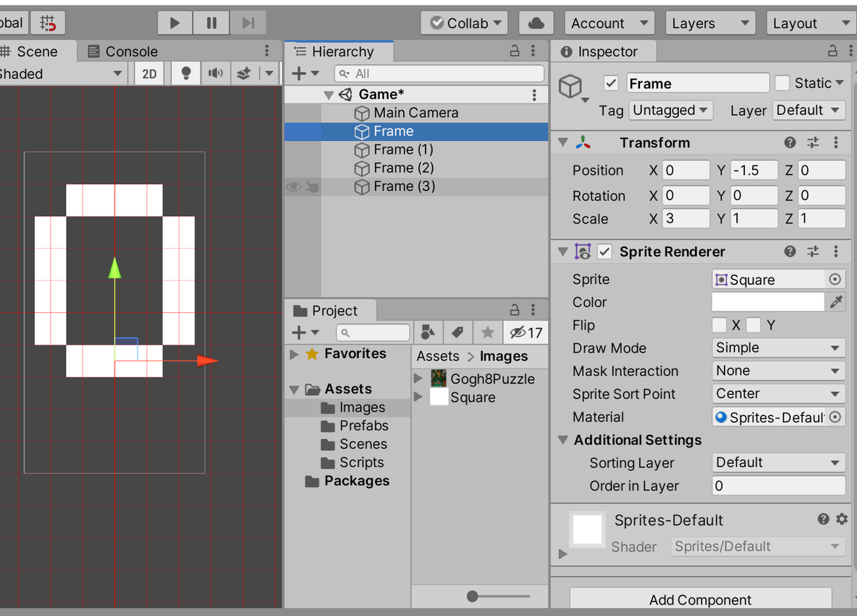 8パズル（スライドパズル） - Unity2D パズルゲーム チュートリアル