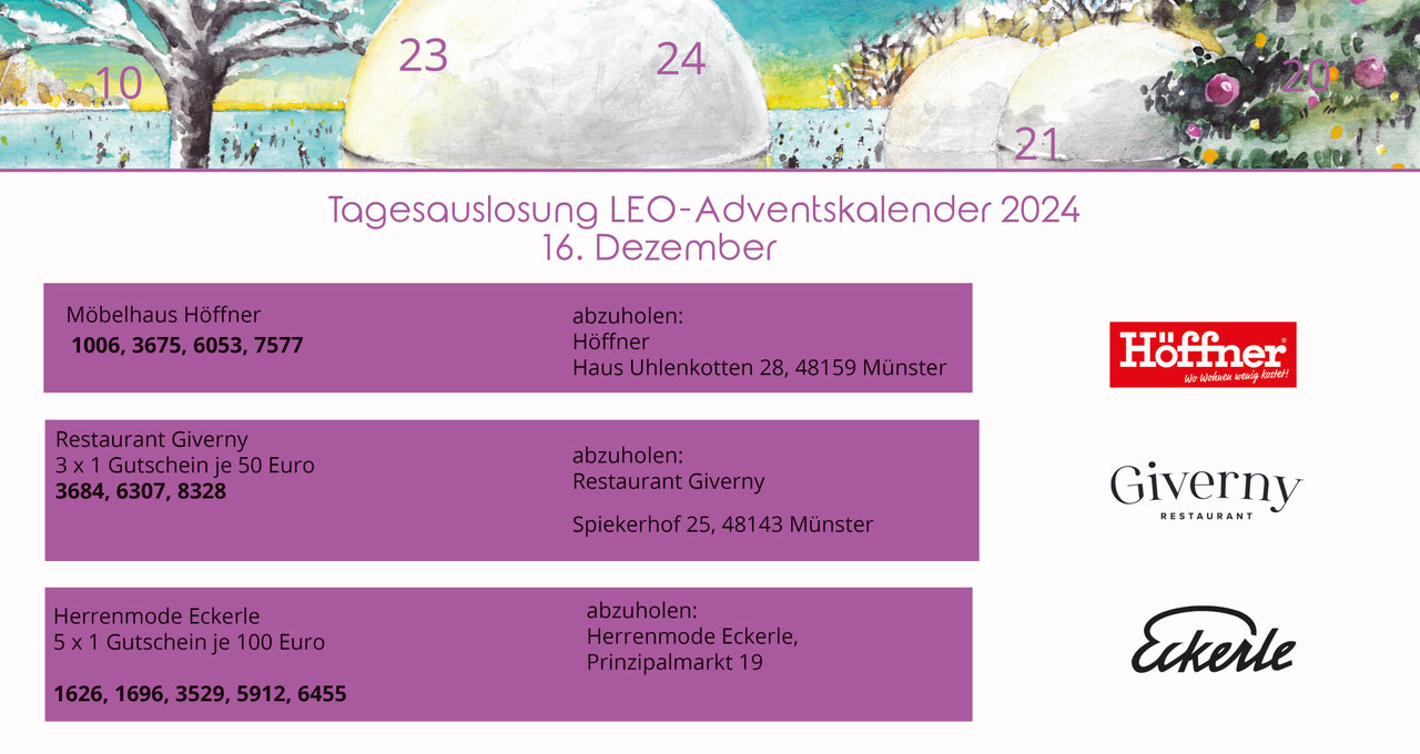 Tagesauslosung Des Leo-Adventskalenders 2024 - adventskalender-leos ...
