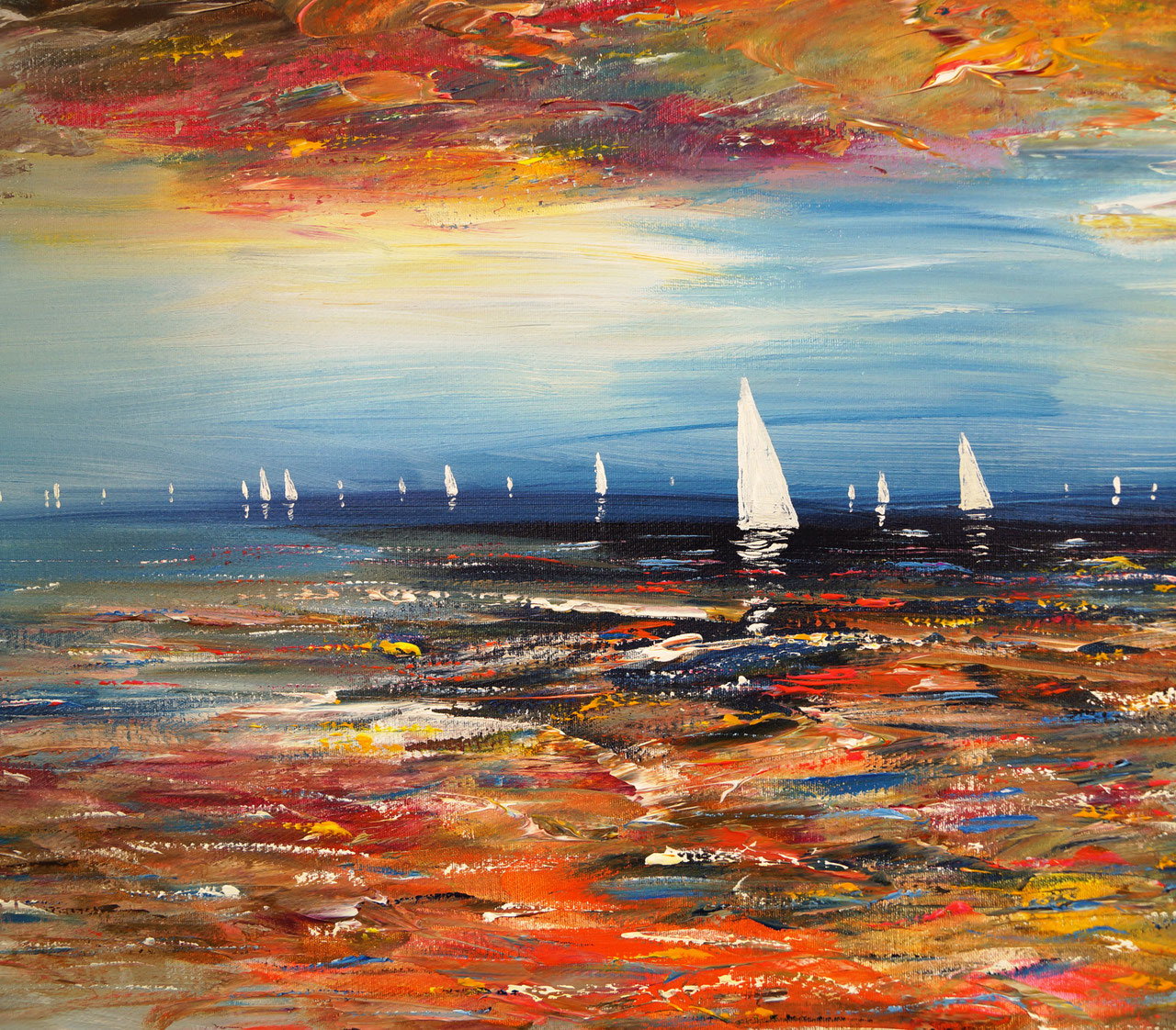 Seascape Sailing Impressions XL 5 - large abstract painting art for sale