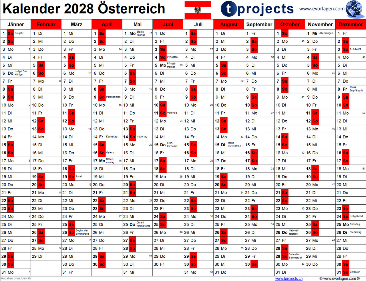 Kalender 2025 - evorlagen
