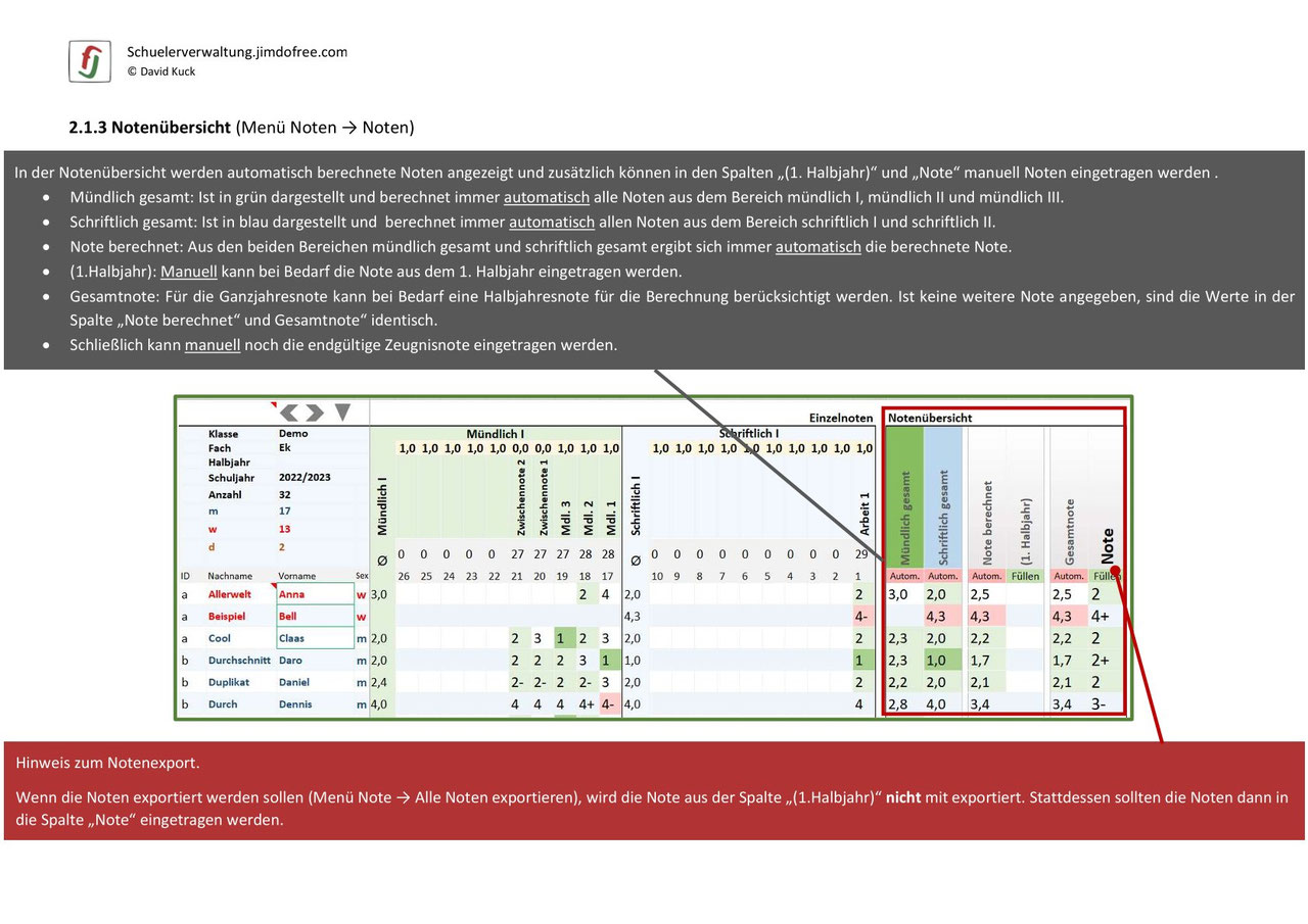 Noten - Noten und mehr. Für Windows ab Excel 2010.
