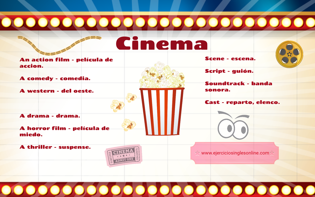 Vocabulario de cine en inglés - Ejercicios inglés online