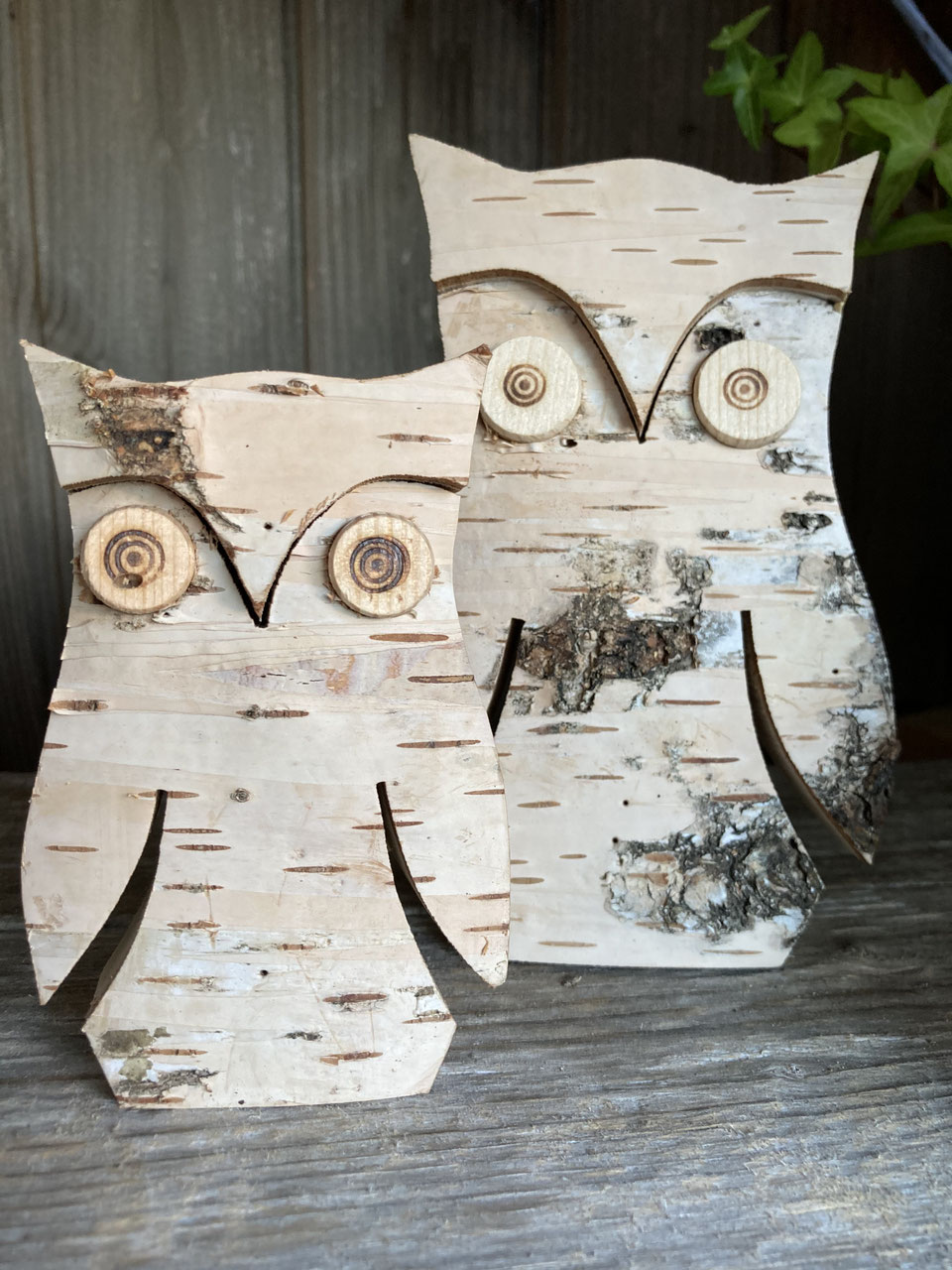 Eulen mit echter! Rinde - Deko aus Holz