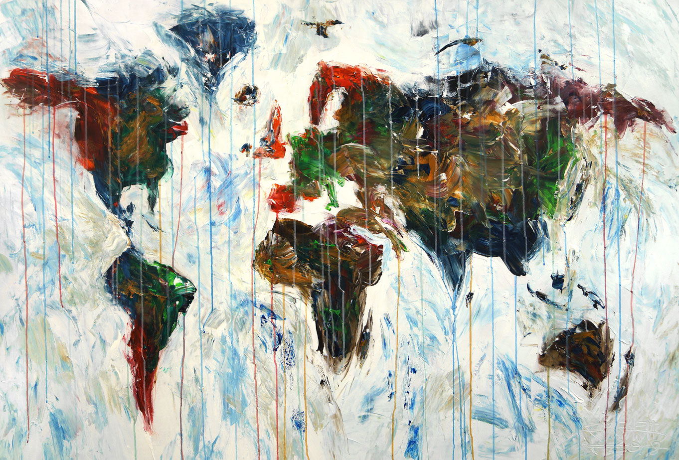 World Map artwork - large abstract painting art for sale