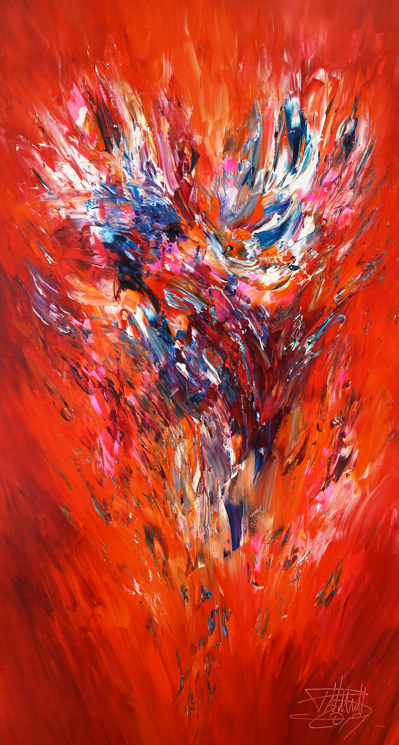 Red Energy Abstraction L 2 - large abstract painting art for sale