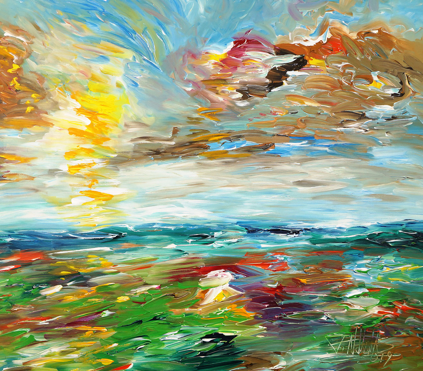 Summer artwork - large abstract painting art for sale