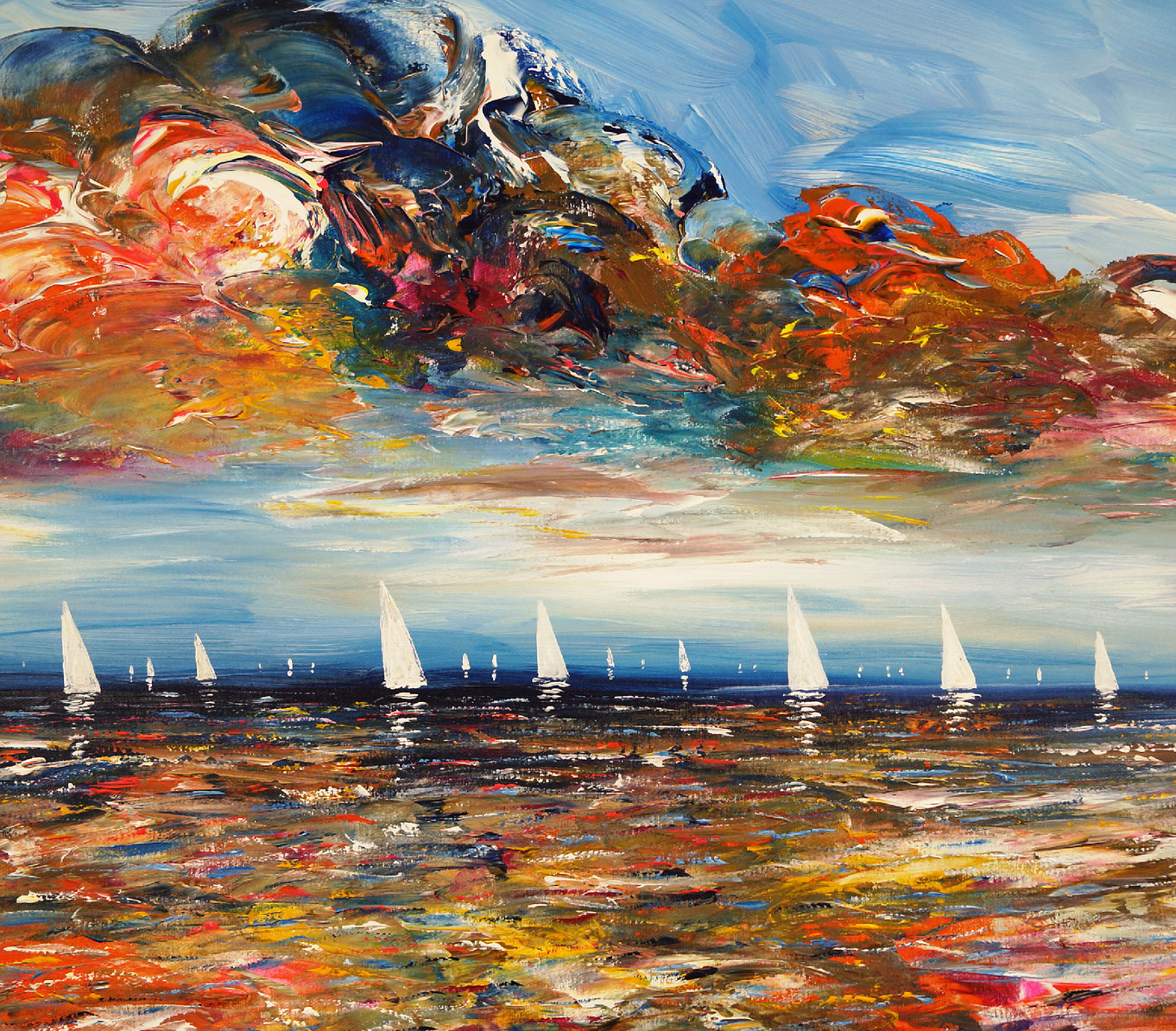 Seascape Sailing Impressions XL 5 - large abstract painting art for sale