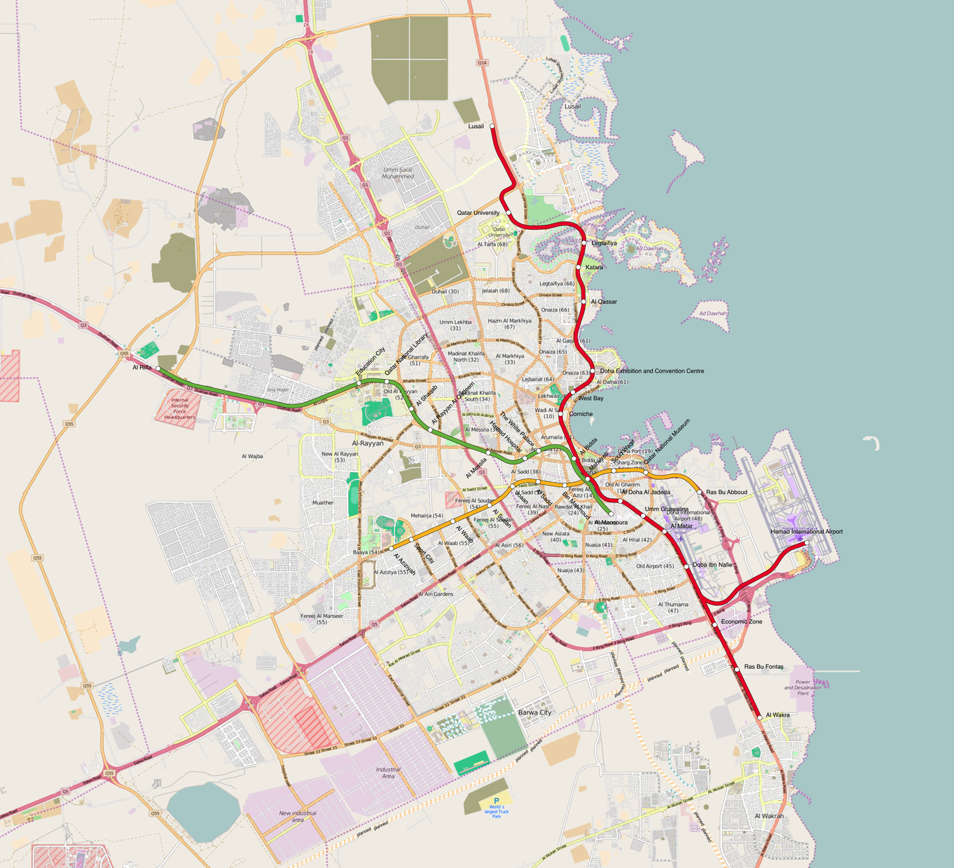 ドーハメトロ 路線図: qatar rail – PBYR
