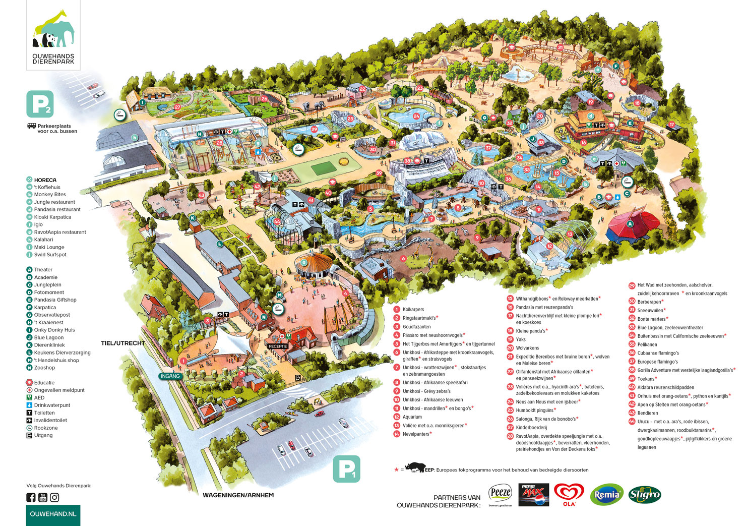 Ouwehands Dierenpark plattegrond - Kortingkaartjes Dierentuin