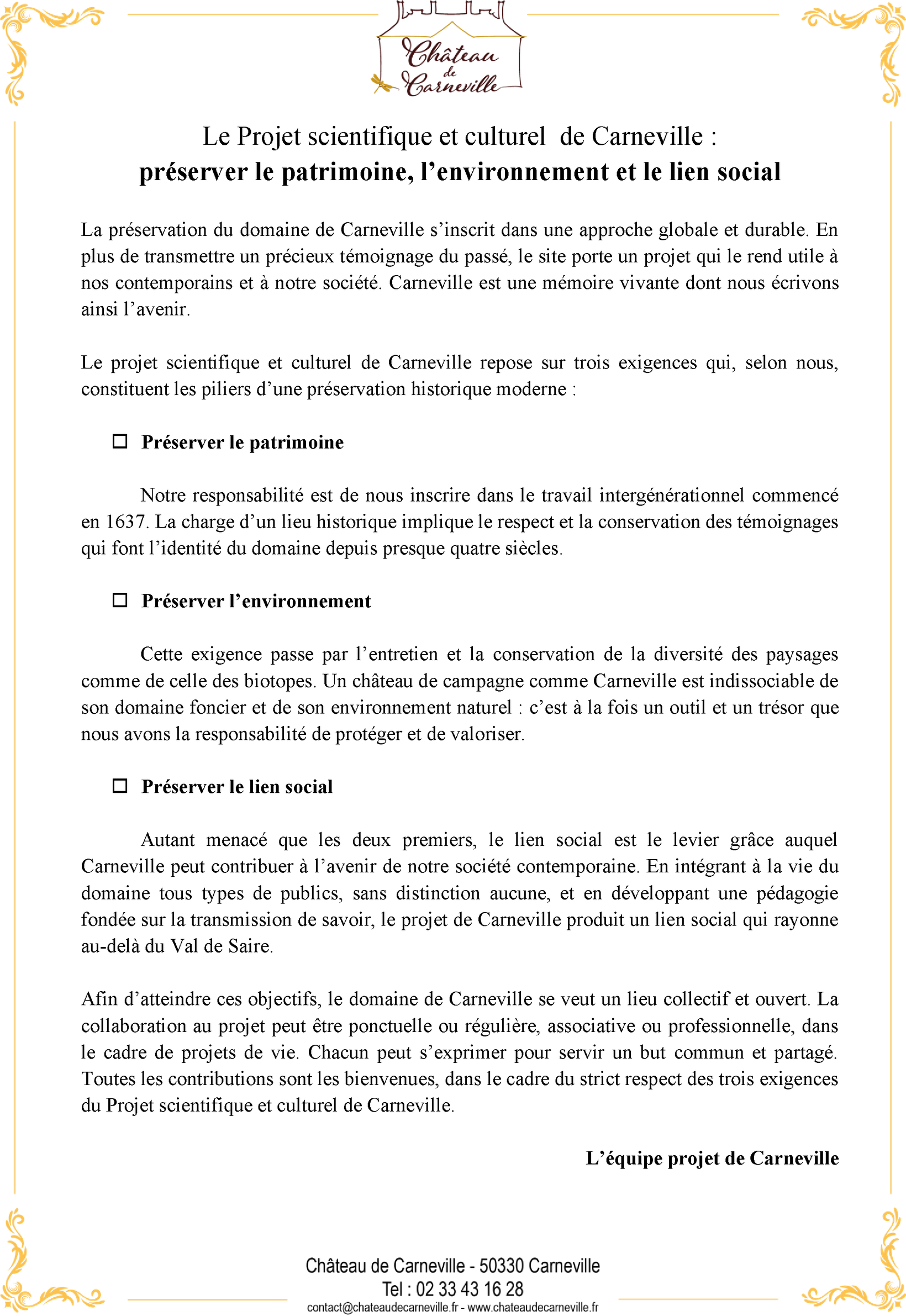 Le Projet Scientifique et Culturel - PSC - Site officiel du château de ...