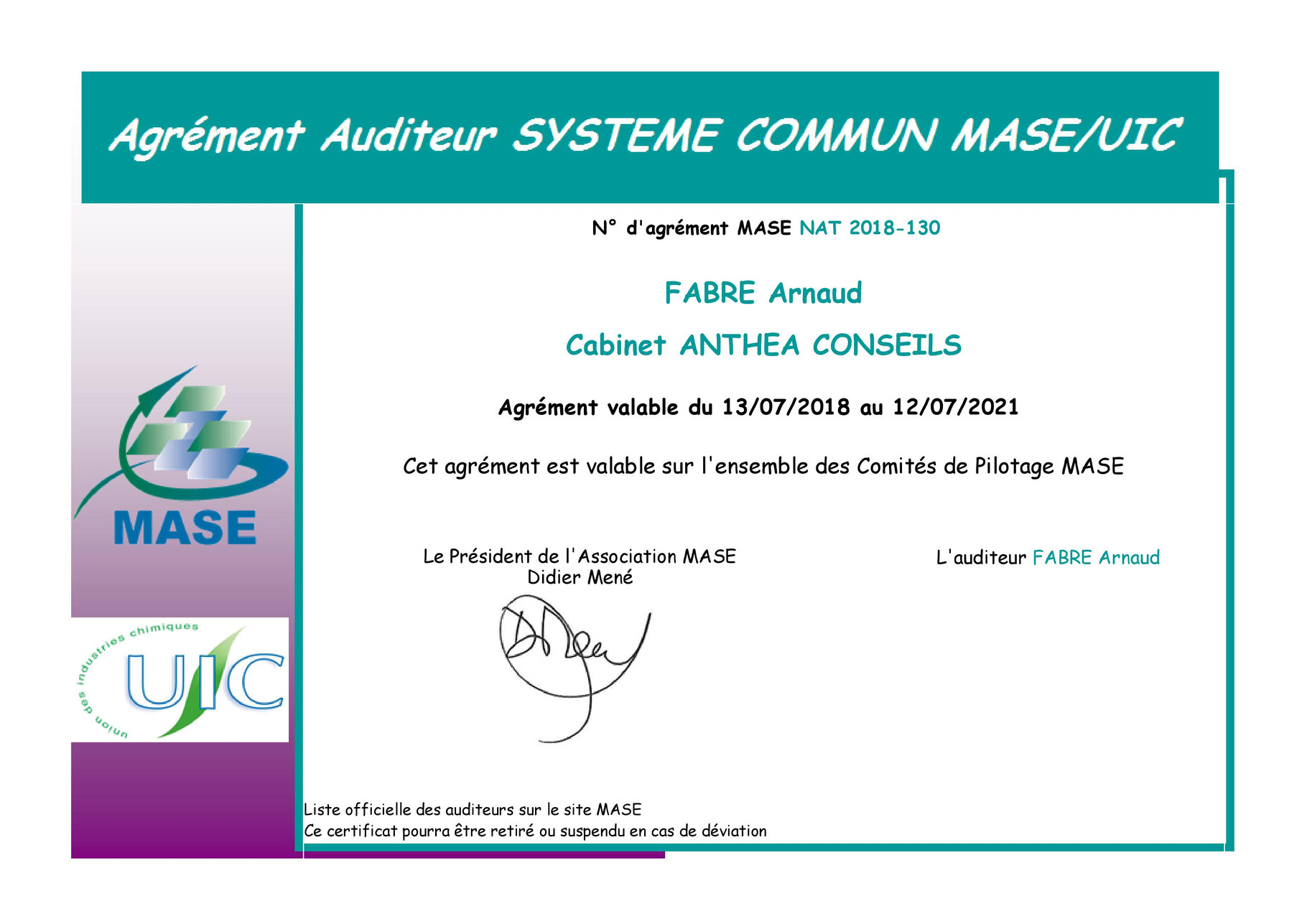 Audit MASE - Site de fabreqse