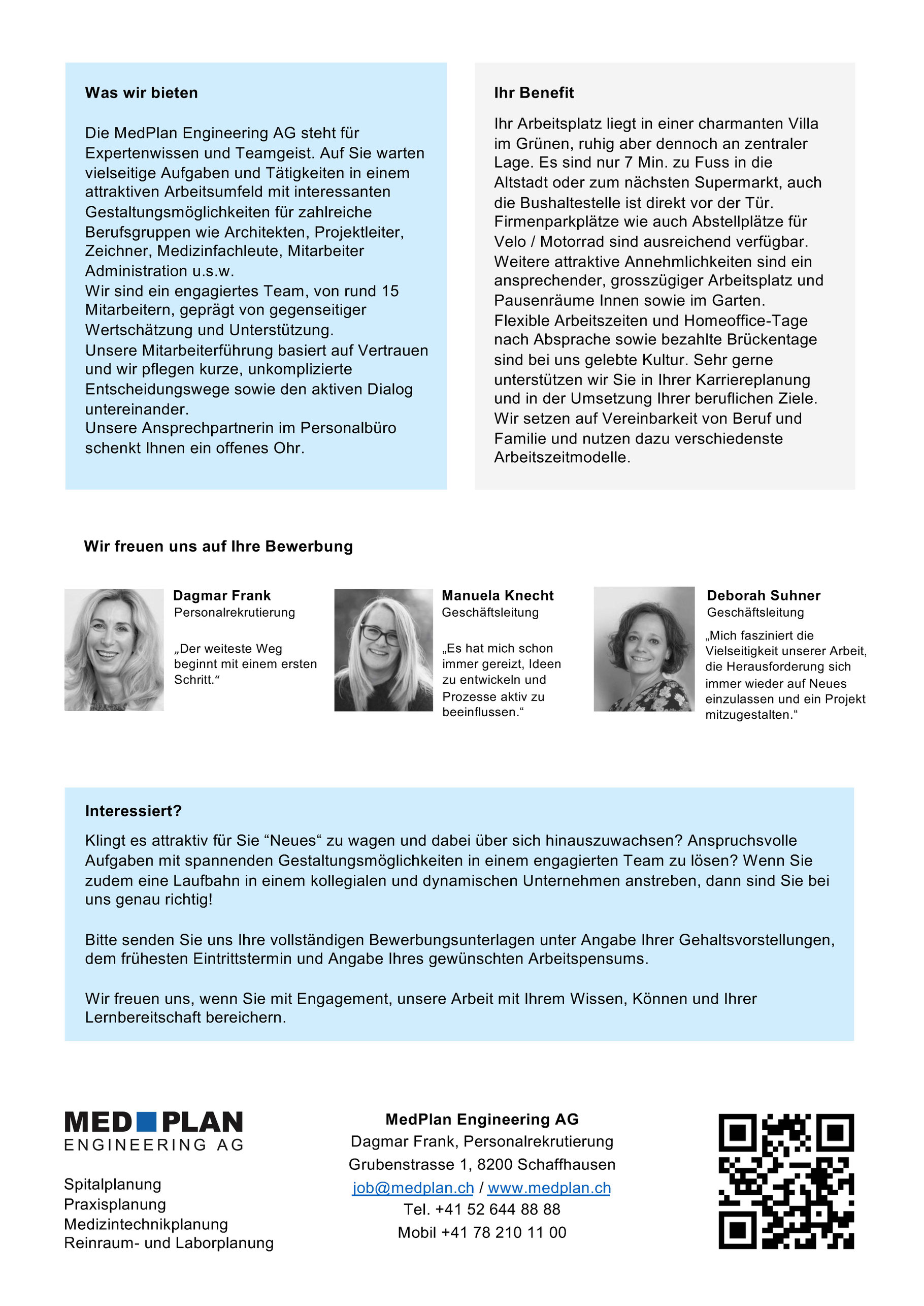 Stelleninserat - MedPlan Engineering AG