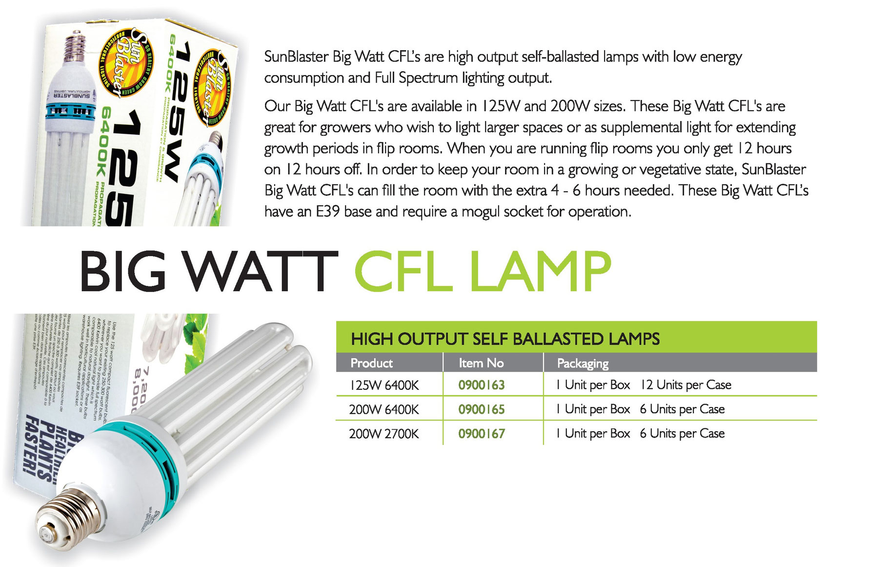 SMALL WATT CFL'S - SunBlaster Lighting