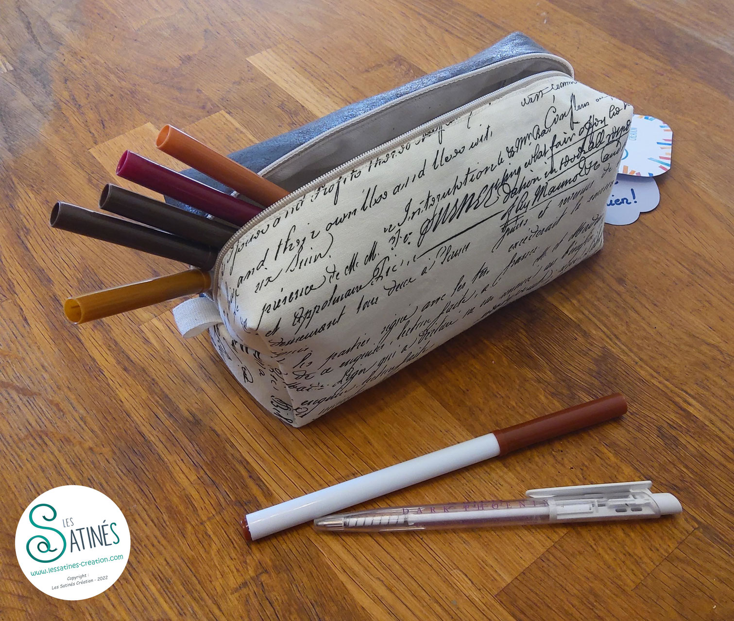 Trousse cuir Ecriture - Les Satinés création - création couturière pour ...