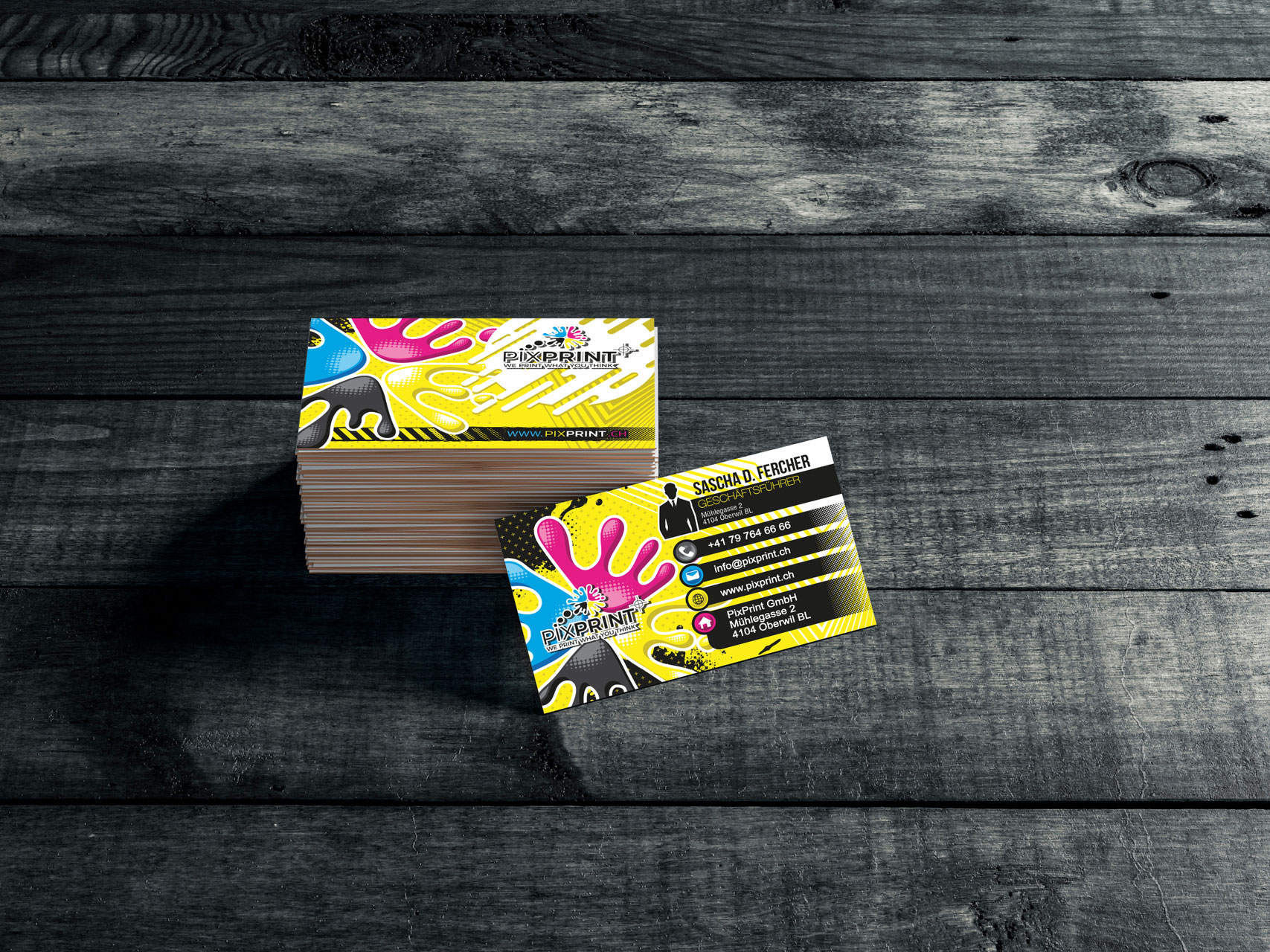 Referenzen: PixPrint Eigenwerbung - Flyer, Folien, Visitenkarten & Grafik