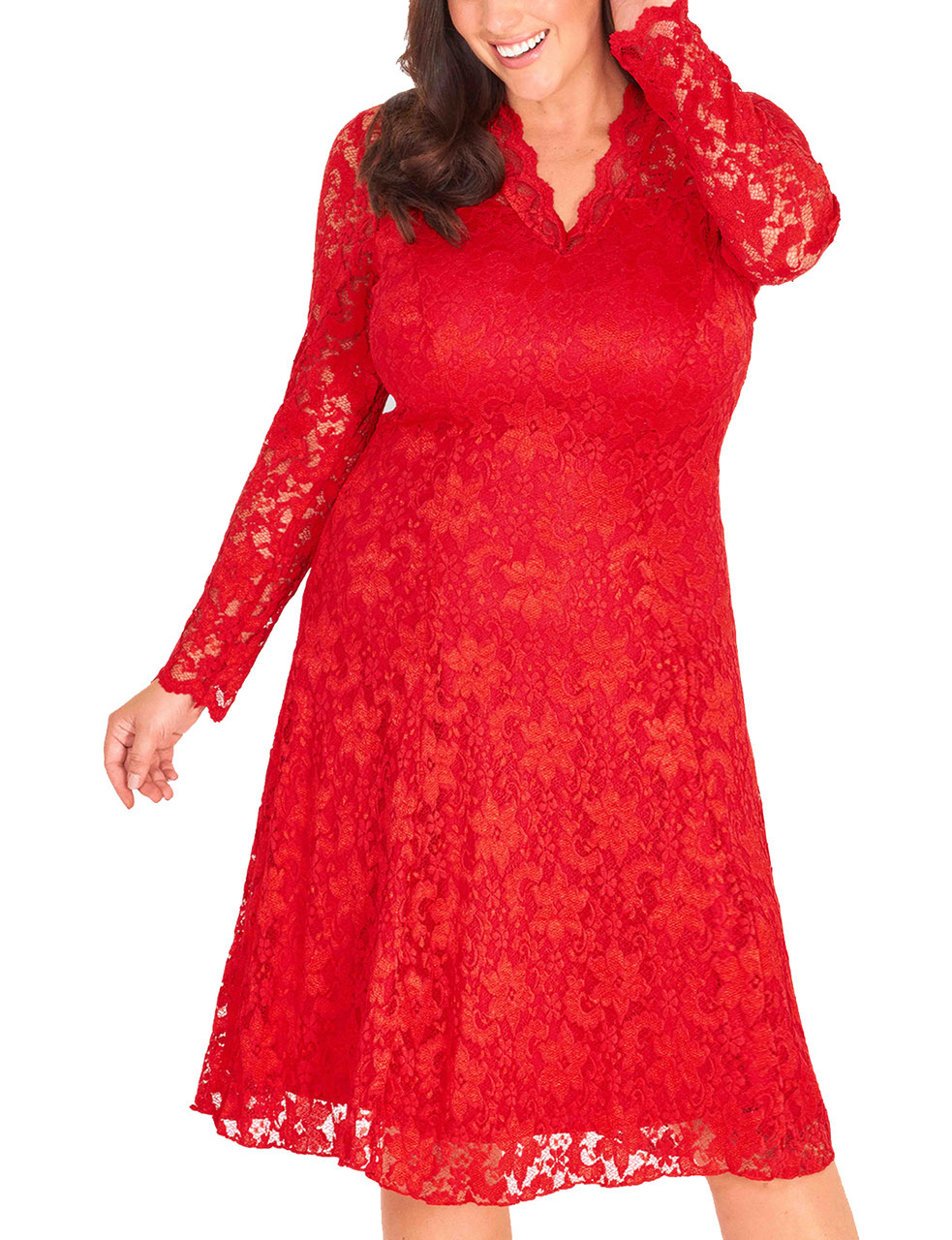 Rotes Spitzenkleid