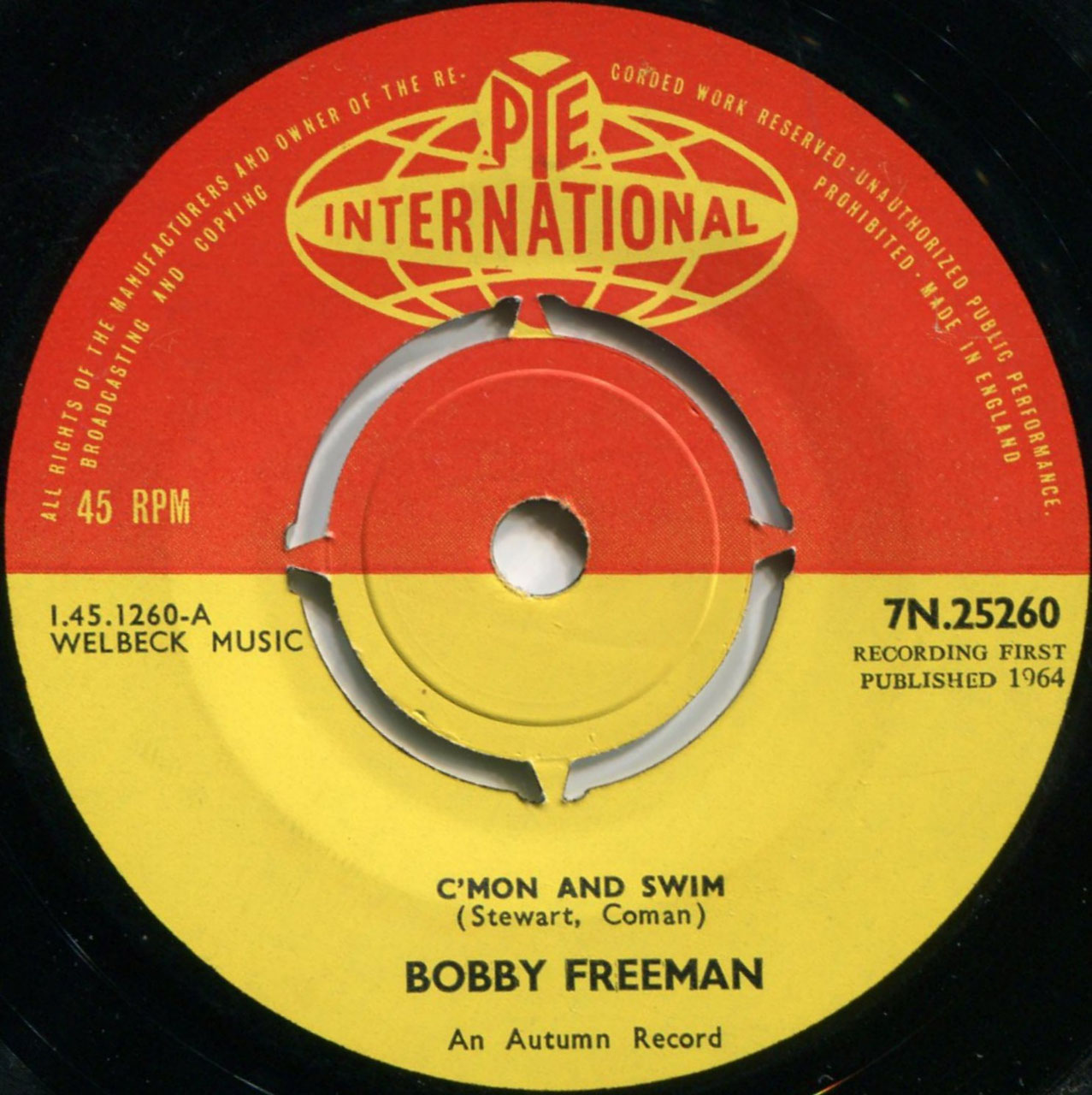 Bobby Freeman - C’mon and swim /C’mon and swim part 2 - UK Pye ...