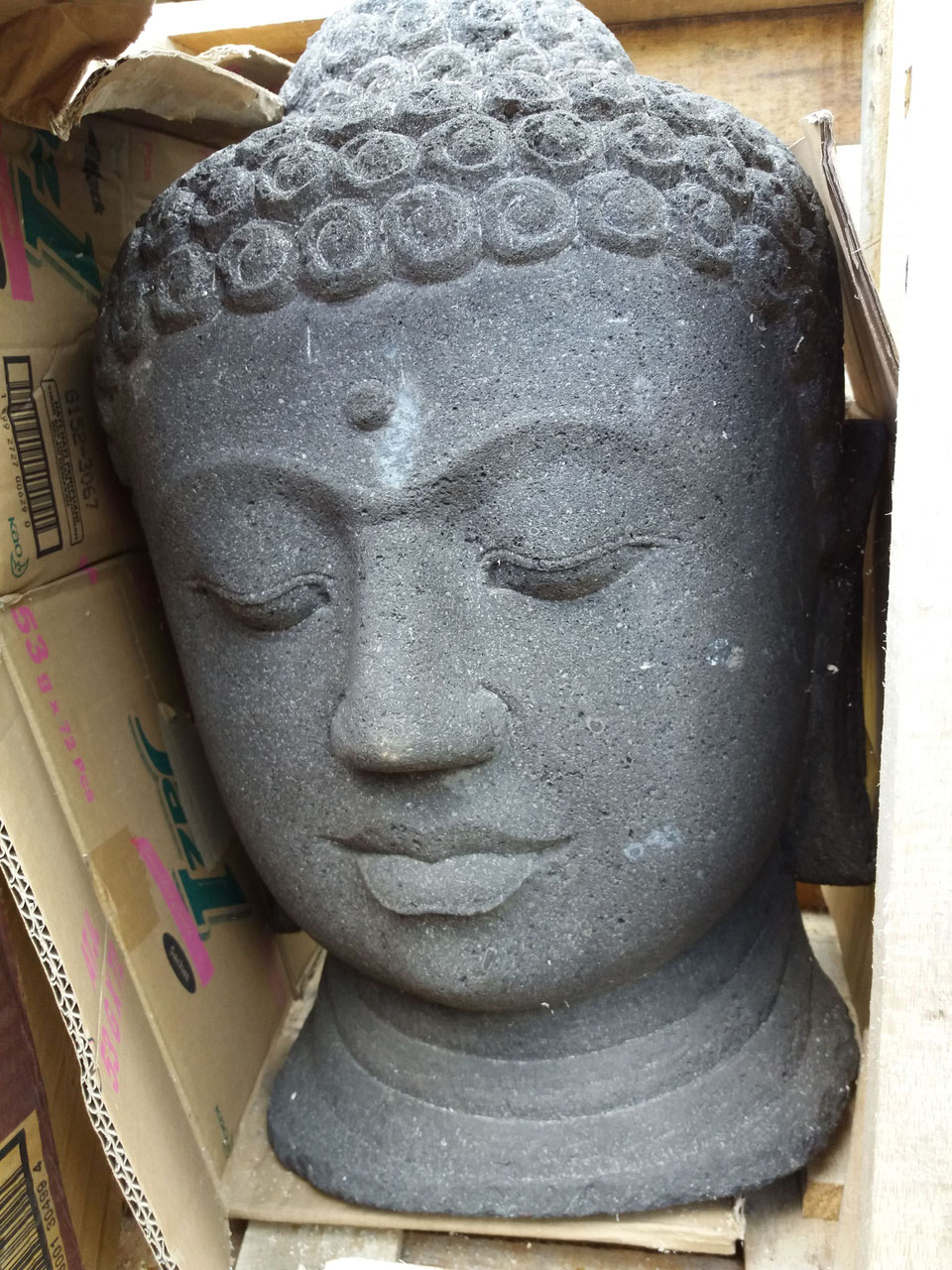 Tête de bouddha en Pierre volcanique - 80 cm - Ajiep