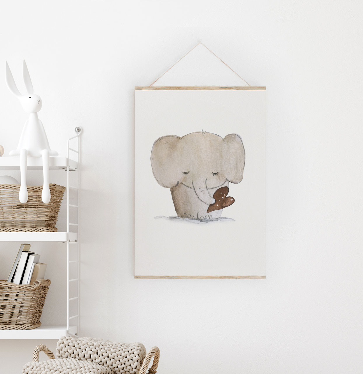 Kinderbild "Elefant mit Herz" in A4 oder A3 - Pipapier