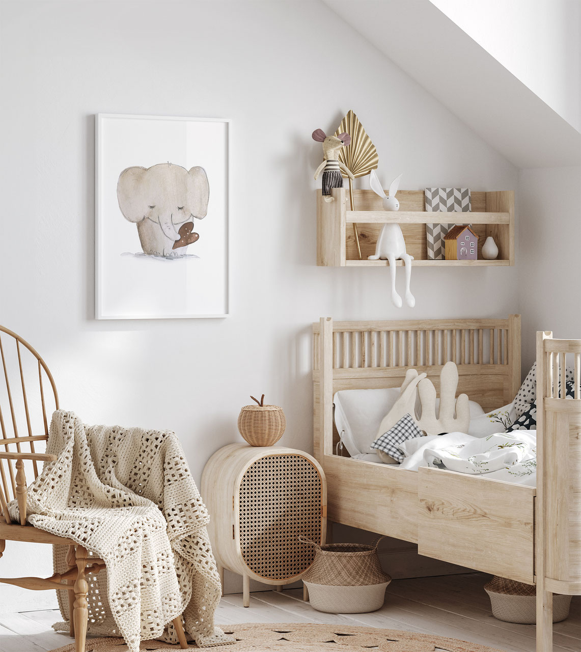 Kinderbild "Elefant mit Herz" in A4 oder A3 - Pipapier