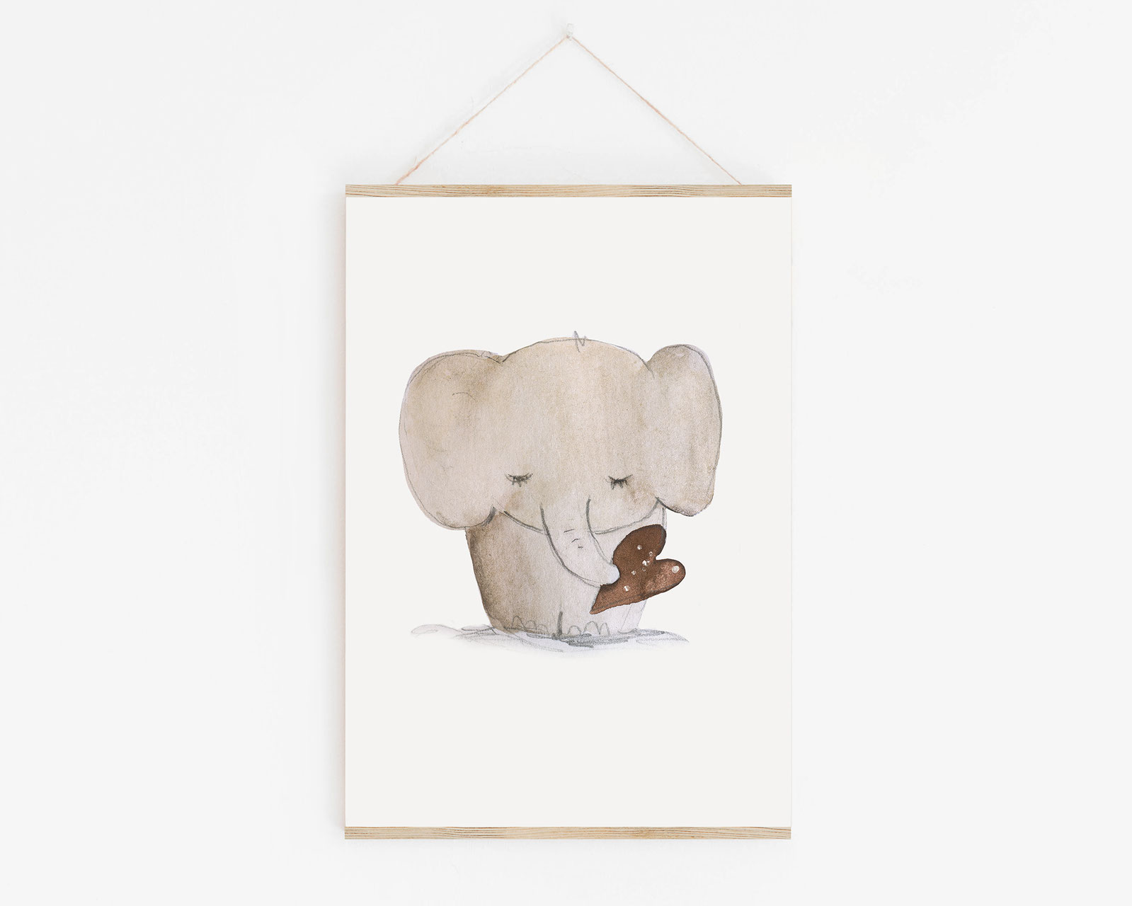Kinderbild "Elefant mit Herz" in A4 oder A3 - Pipapier
