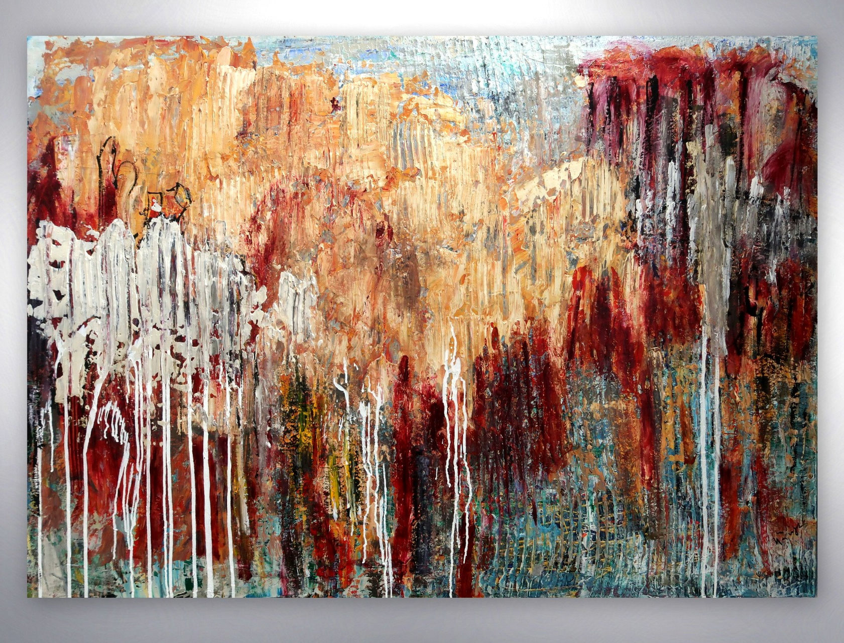 abstrakte Malerei, Gold, Silber,Originalbilder, gespachtelt, Strukturen, Gemälde Originale ...