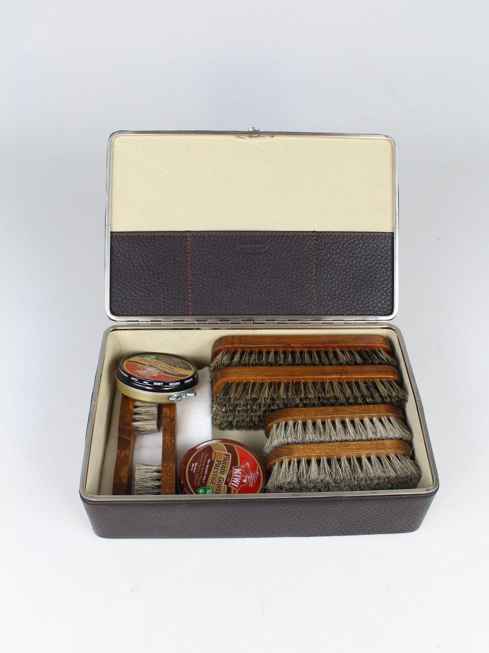 Große Schuhbox aus Leder / Large shoe polish box Made in Germany - F ...