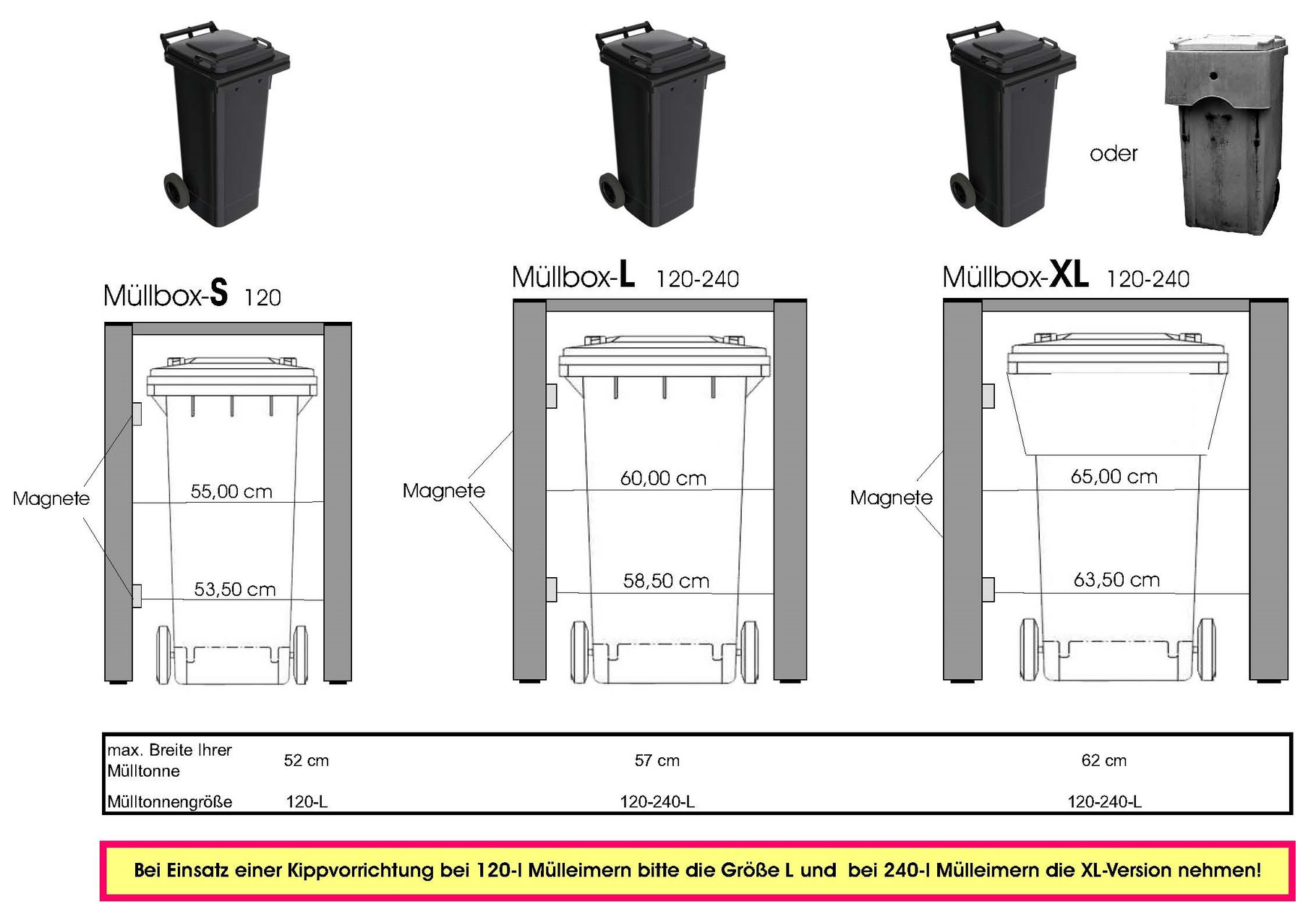 Mülltonnenbox 120 Liter Mülltonnen - Made in Germany - metallmoebel24