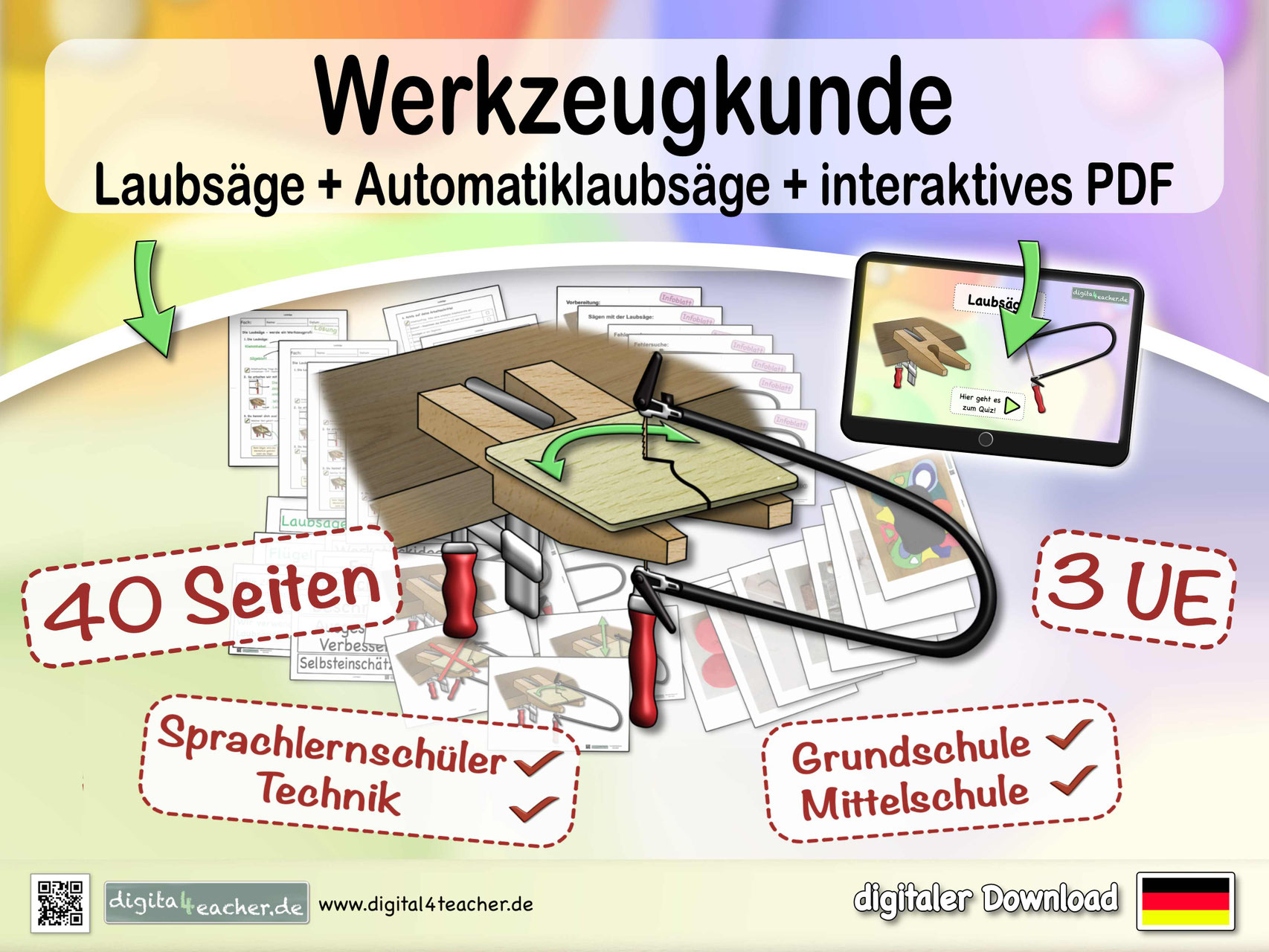 Laubsägen Arbeitsblatt + Lösung + Werkzeugkunde + interaktives PDF ...