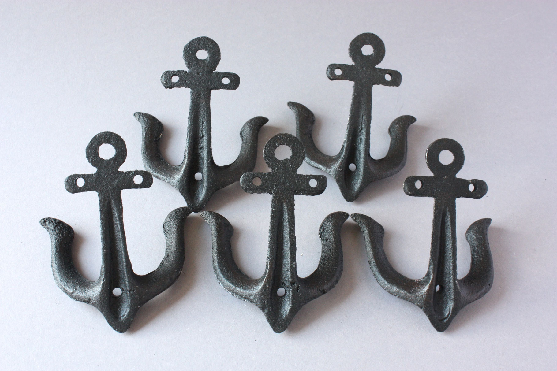5 rustikale Anker Haken schwarz oder braun / anchor coat hooks rustic ...