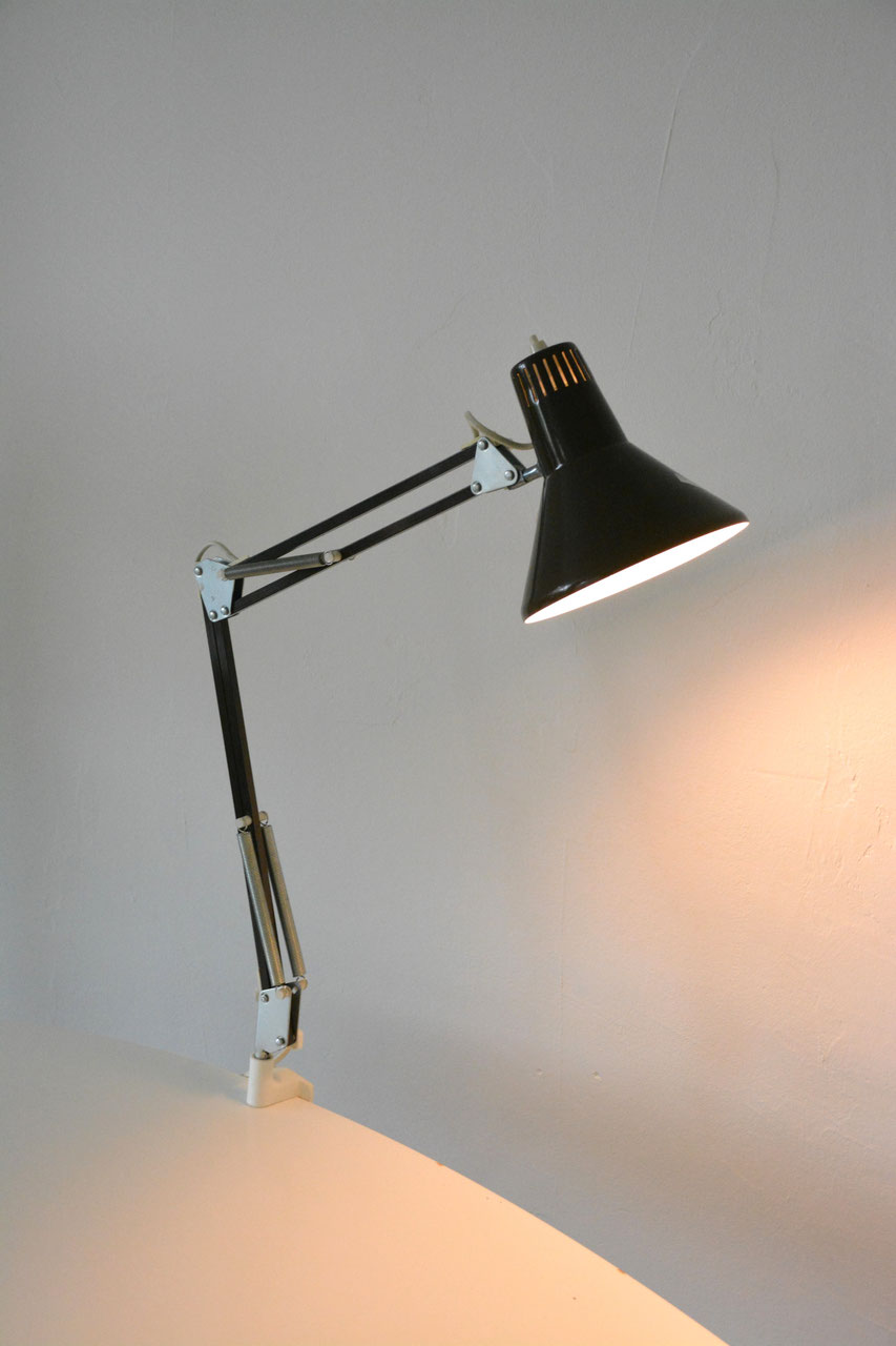 Architect lamp brown 60s, clamp. - Lichtkringen.nl