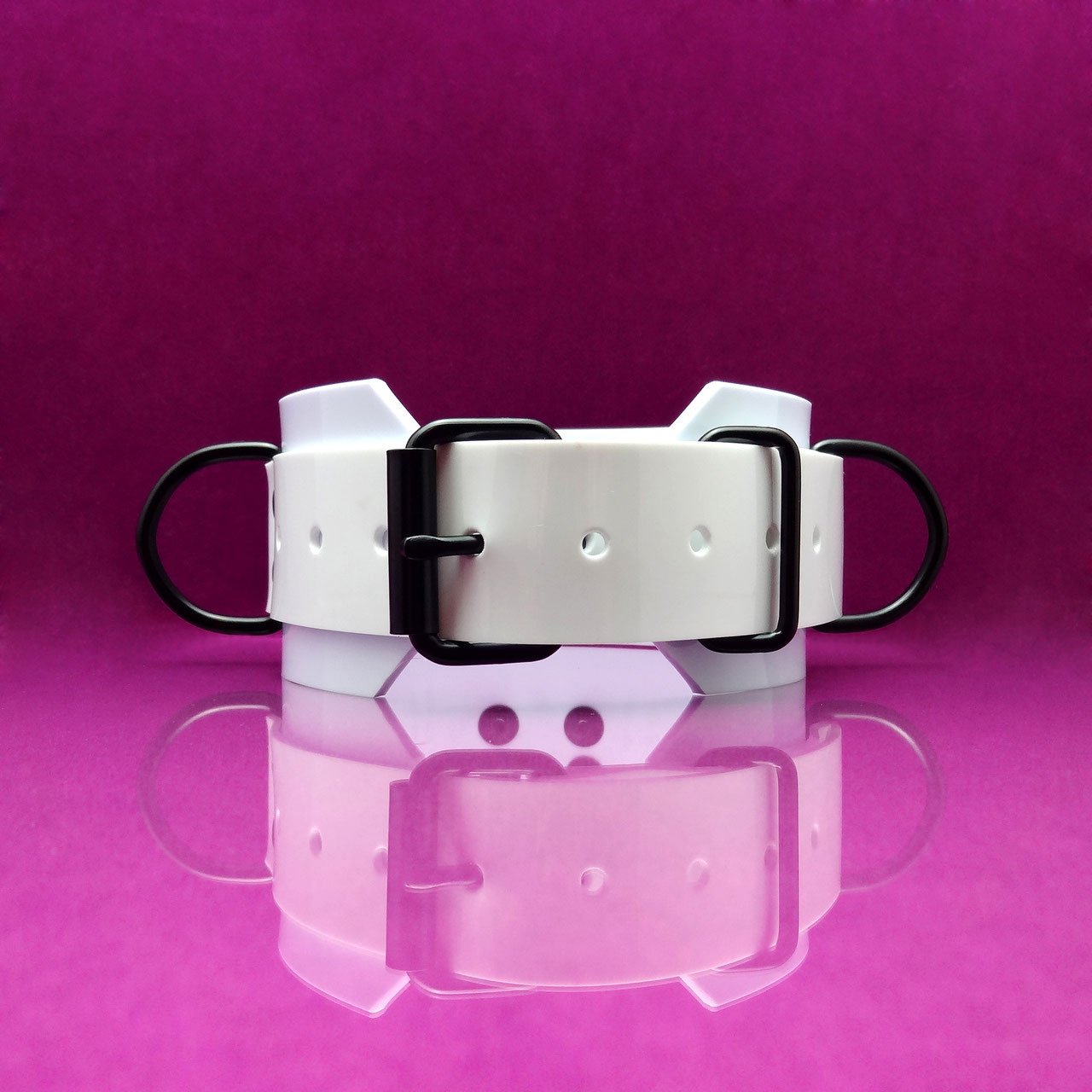 PVC D-Ring Collar - White - PinkPonyClubnl