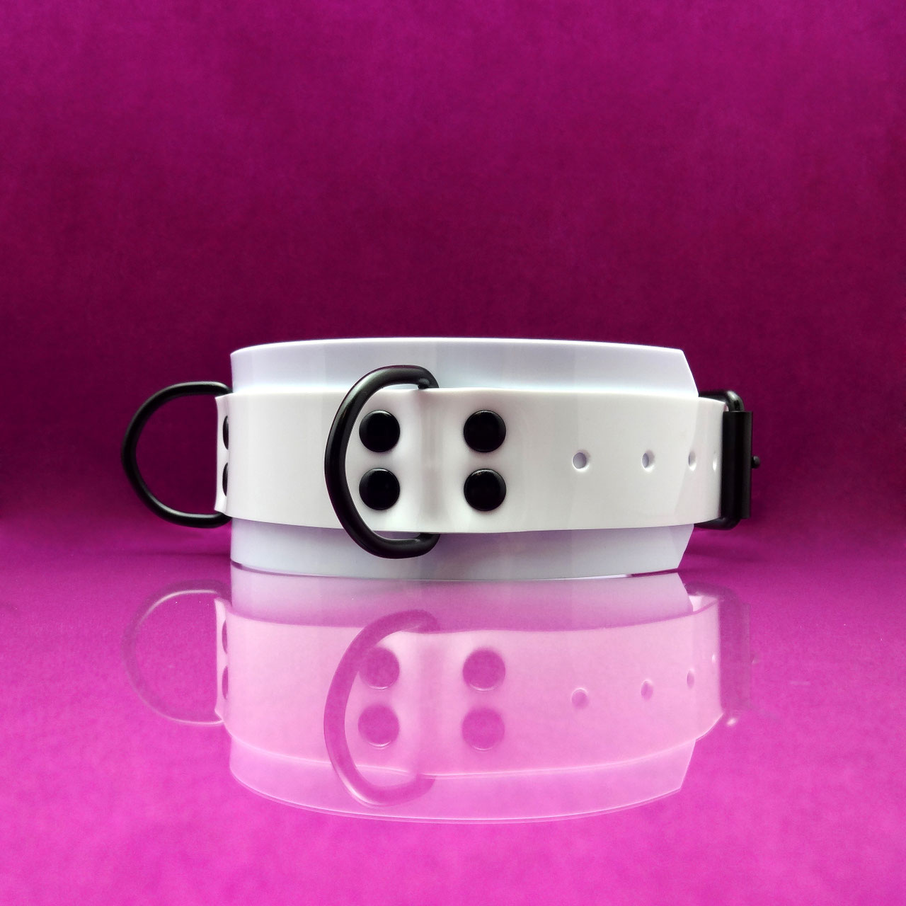PVC D-Ring Collar - White - PinkPonyClubnl