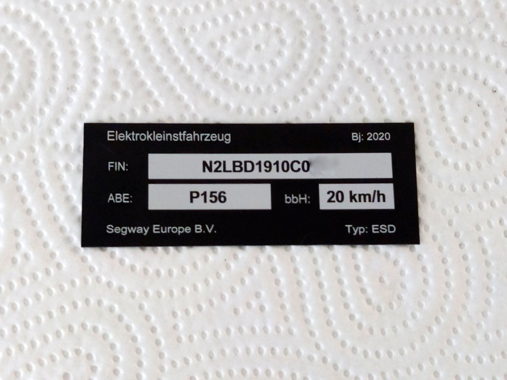 Typenschilder Elektrokleinstfahrzeuge - laserinferno