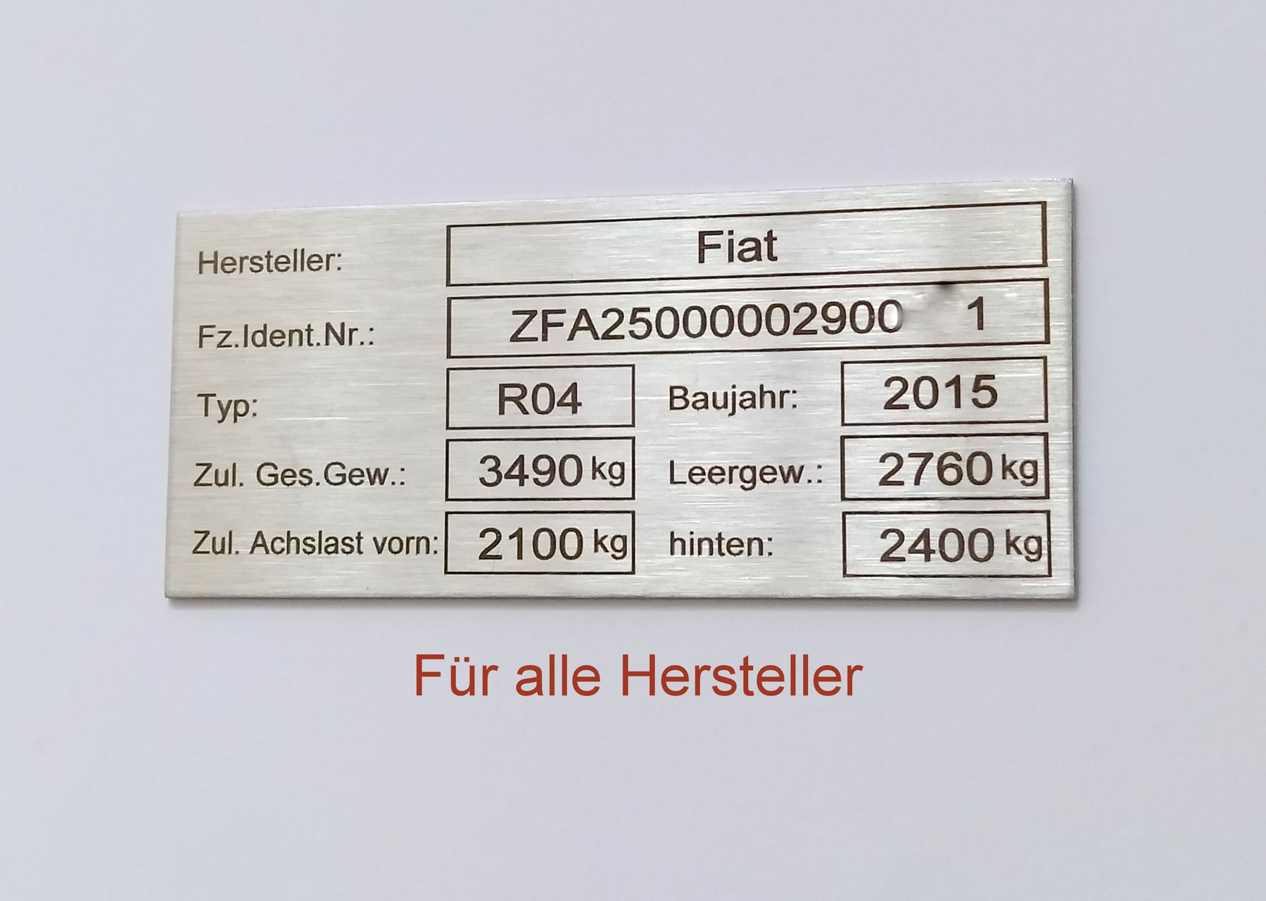 Typenschild EDELSTAHL - laserinferno