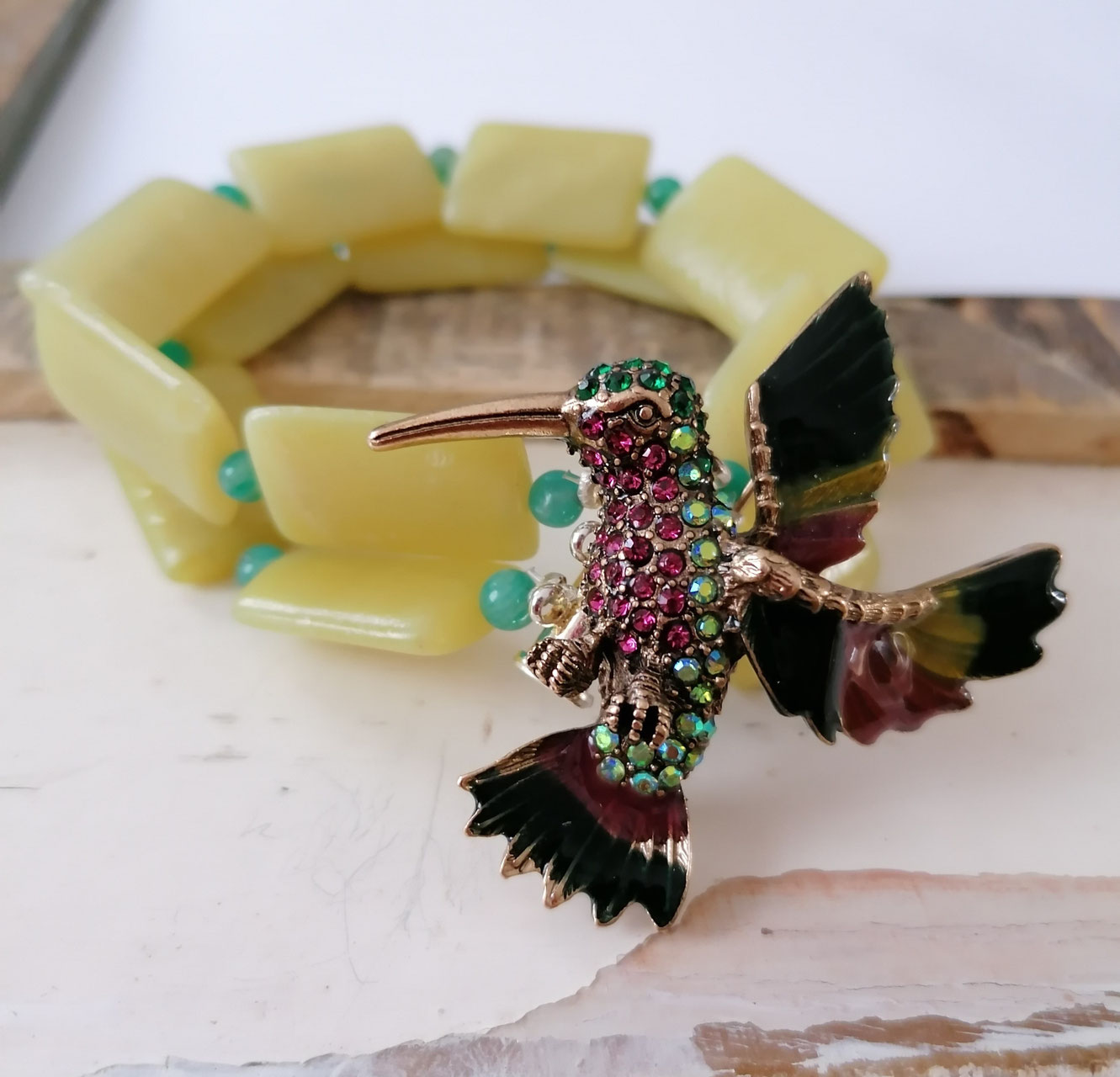 HUMMINGBIRD - JADE & RUSSIAN AMAZONITE GEMSTONE BRACELET - Item 074 ...